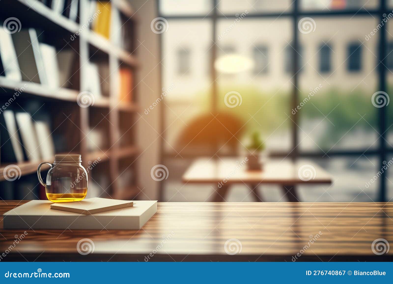 Working Table in Blurred Office Interior Background. Flawless Stock ...