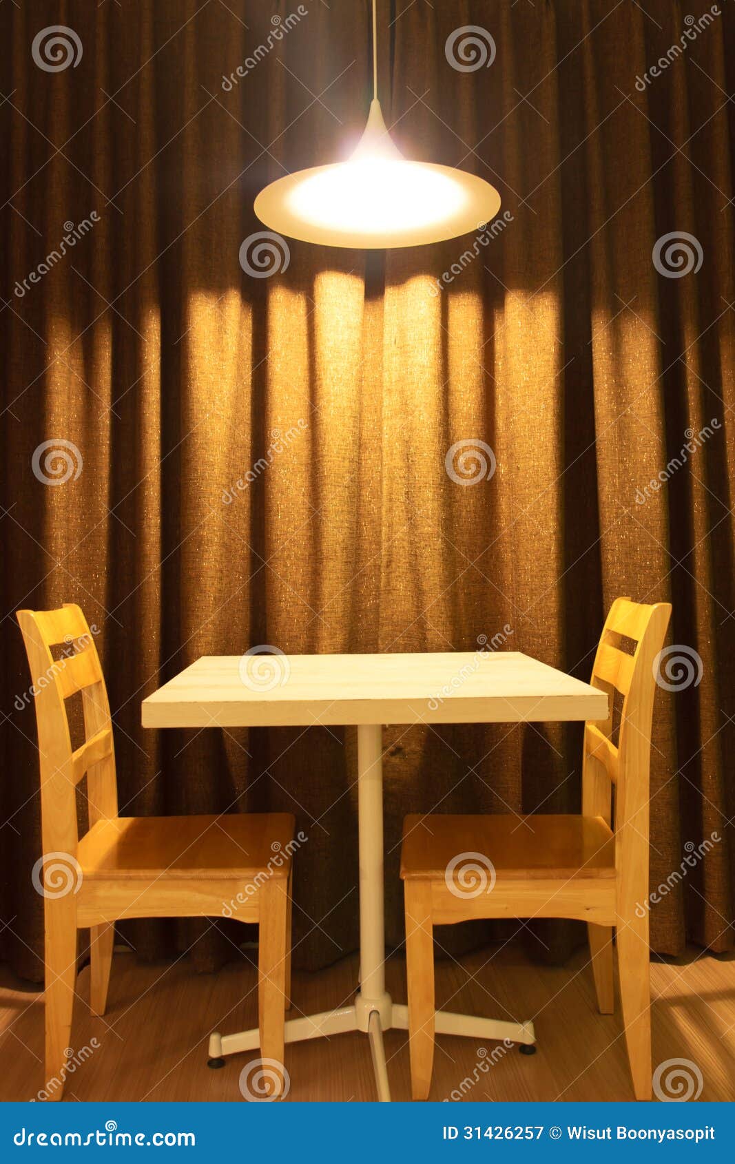 Working Table and Chairs with Light Lamp Stock Image - Image of motel ...