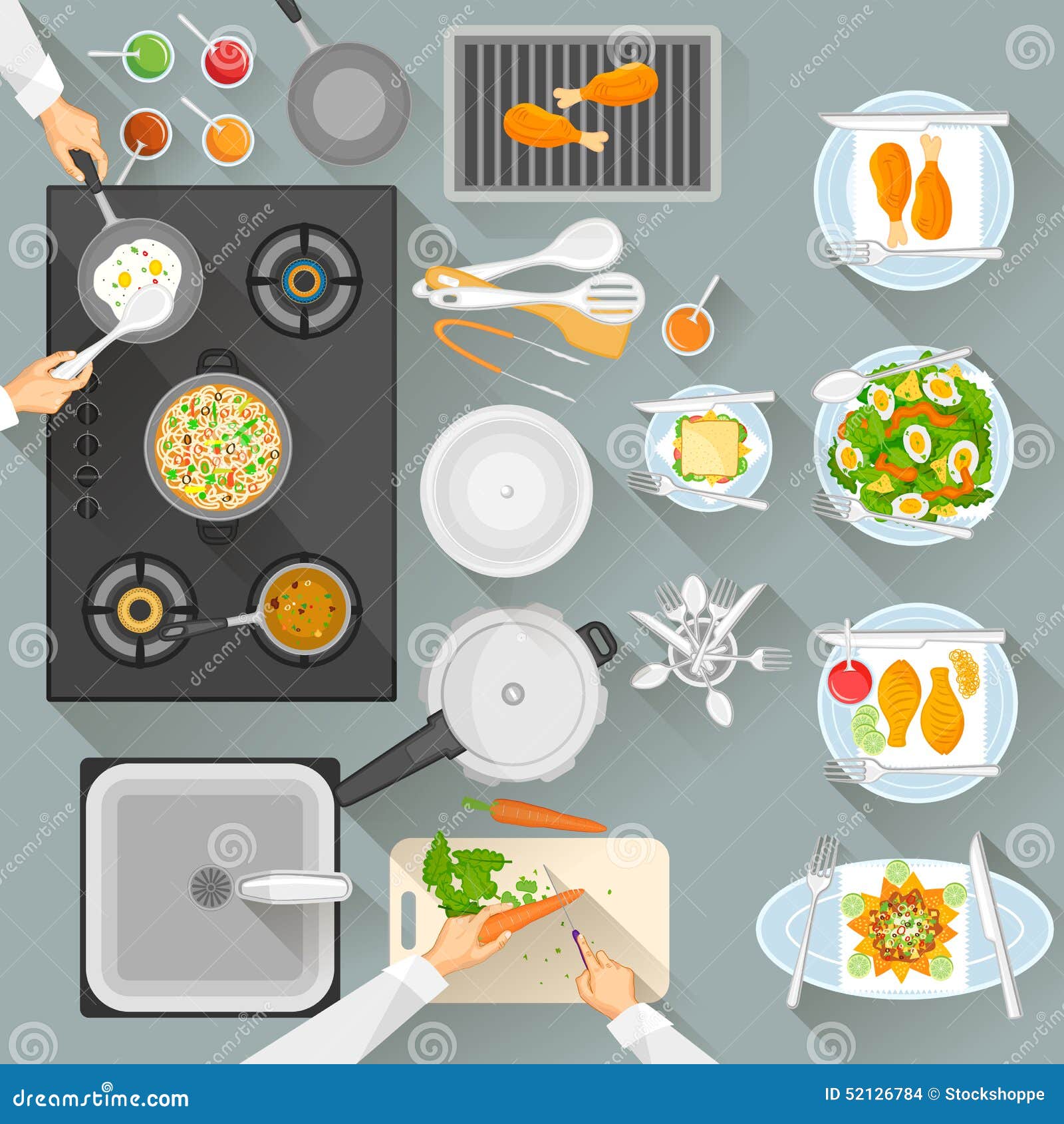 Working table of chef stock vector. Illustration of graphic - 52126784