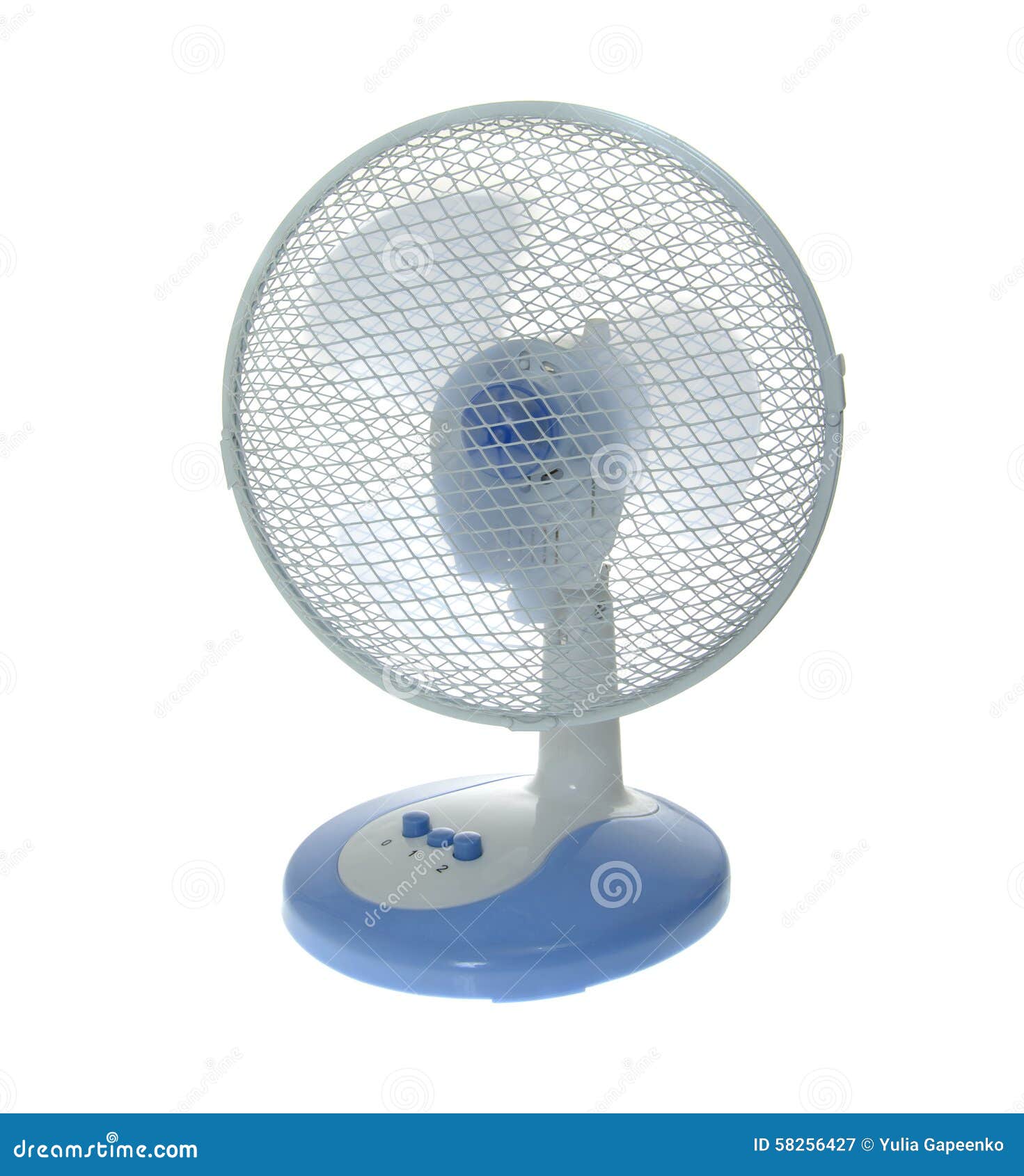 Working Table Electric Blue Fan. Isolated Stock Image - Image of ...