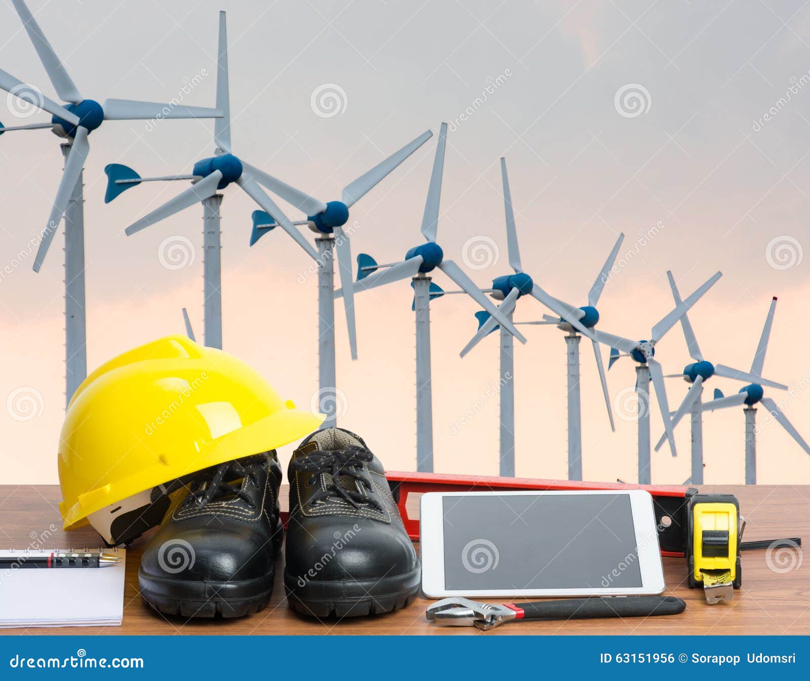 Working Table Engineer with Tablet and Tools Stock Photo - Image of ...