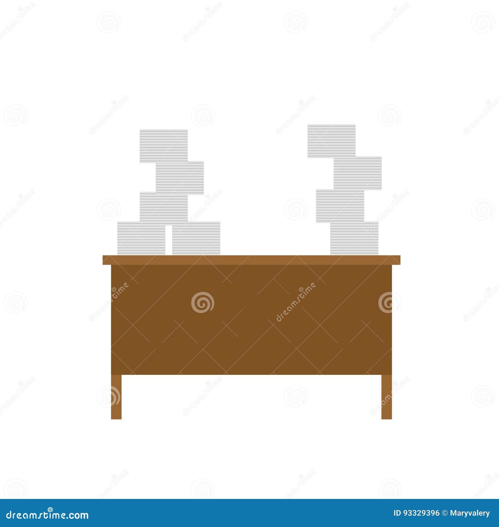 Working Table and Pile Files. Office Life Stock Vector - Illustration ...