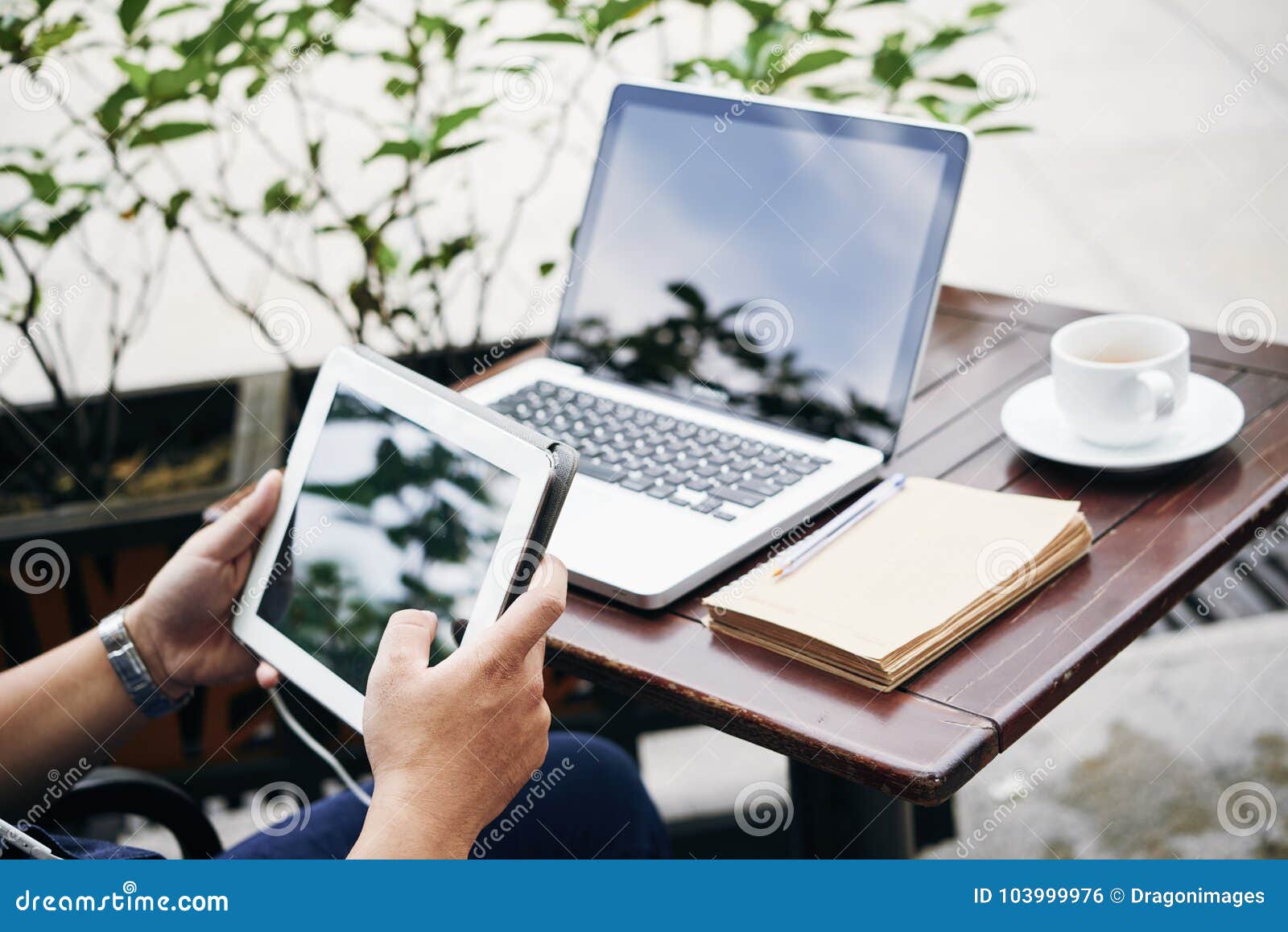 Working on tablet computer stock photo. Image of outsource - 103999976