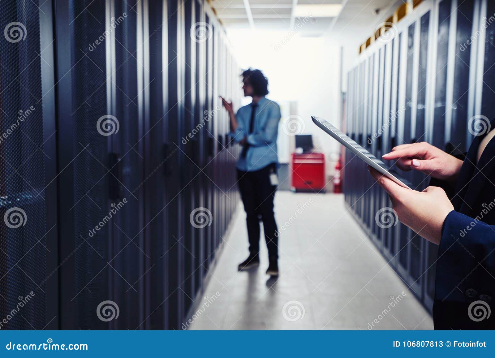 Working on Tablet. Server Room Stock Image - Image of maintaining ...