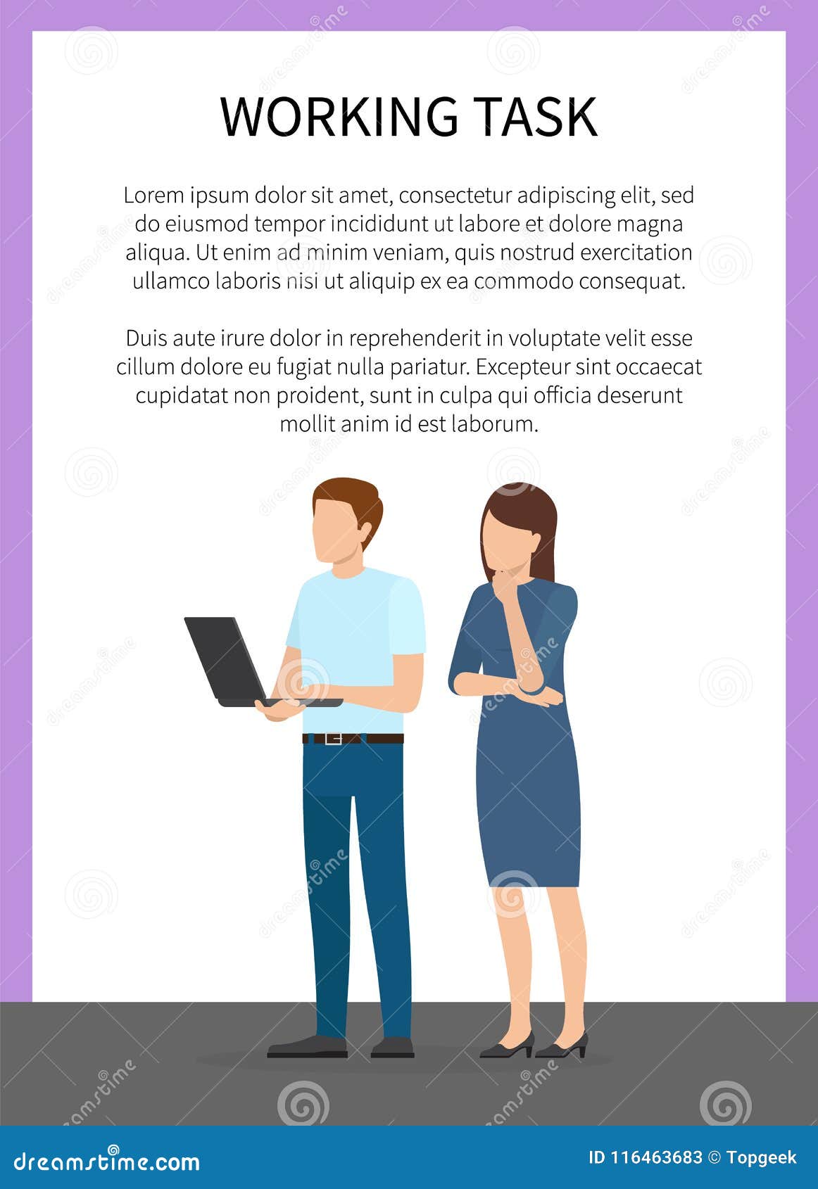 Working Task Man and Woman Vector Illustration Stock Vector ...