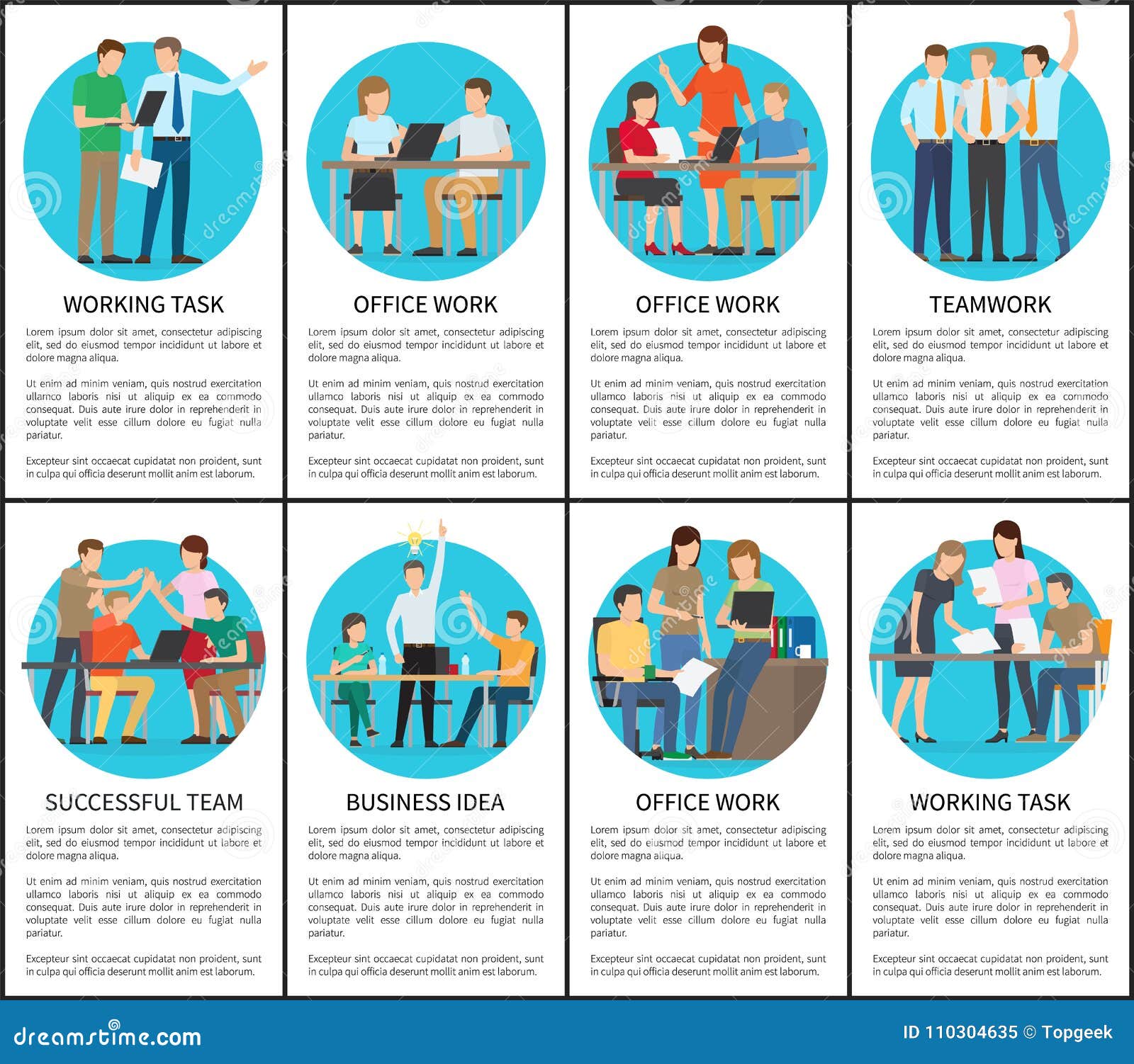 Working Task and Office Work Vector Illustration Stock Vector ...