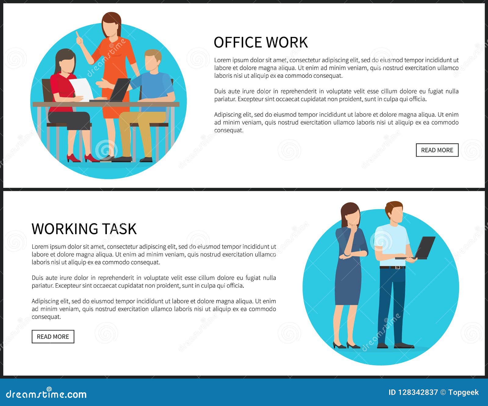 Working Task Office Work Set Vector Illustration Stock Vector ...