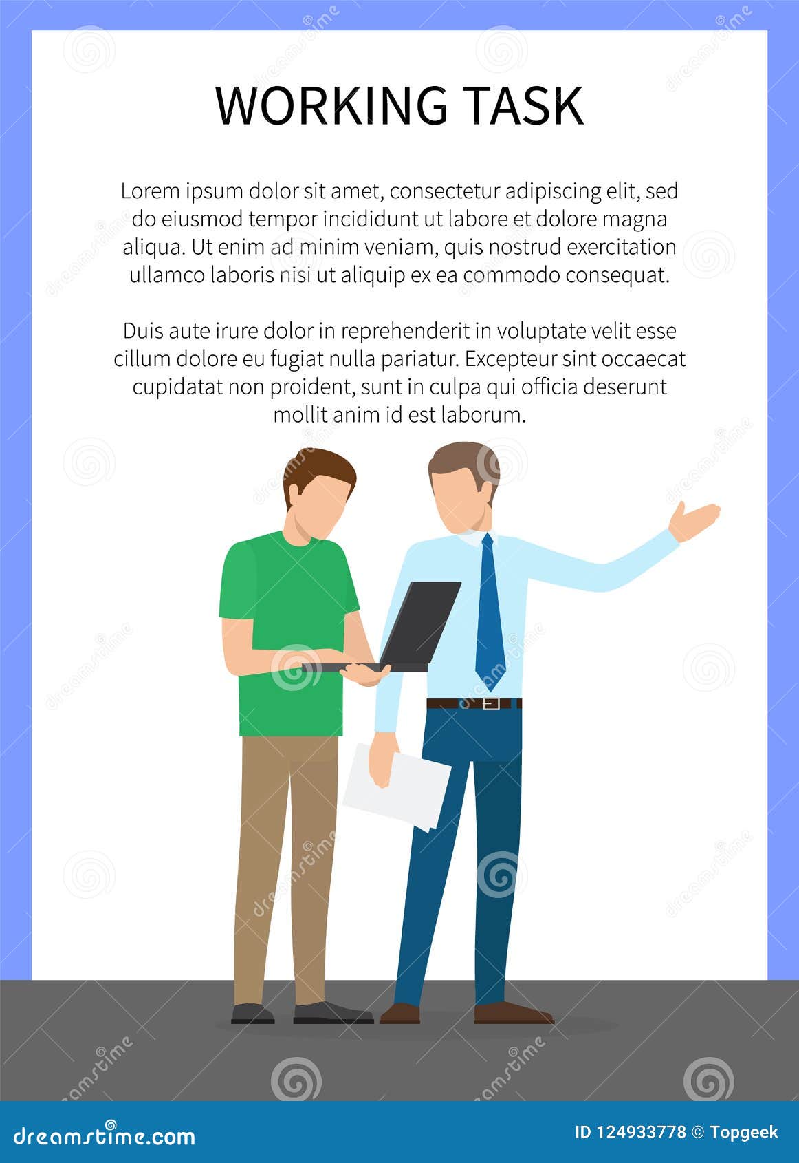 Working Task Poster with Text Vector Illustration Stock Vector ...