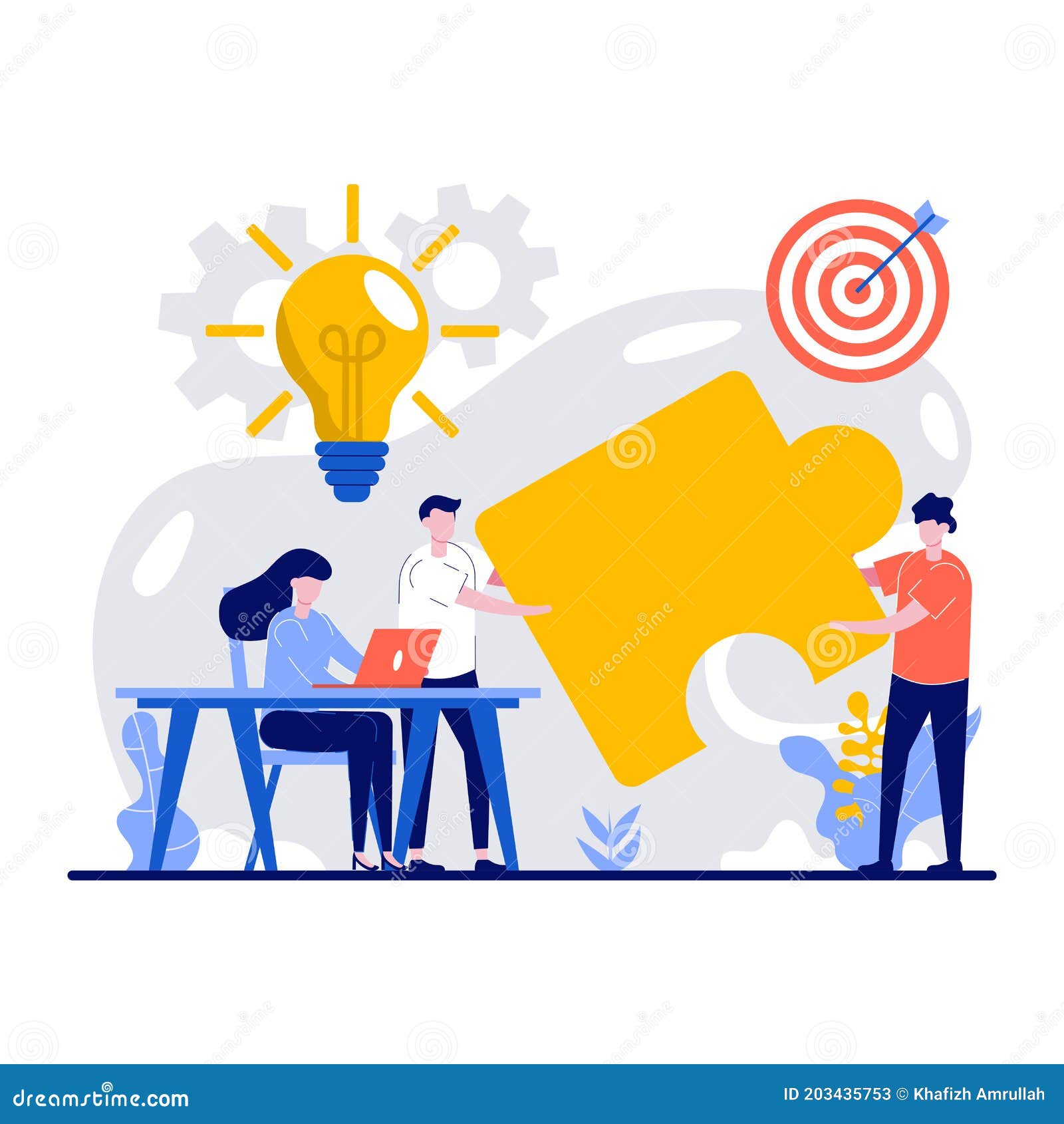 Working Team Collaboration, Enterprise Cooperation Concept with Tiny ...