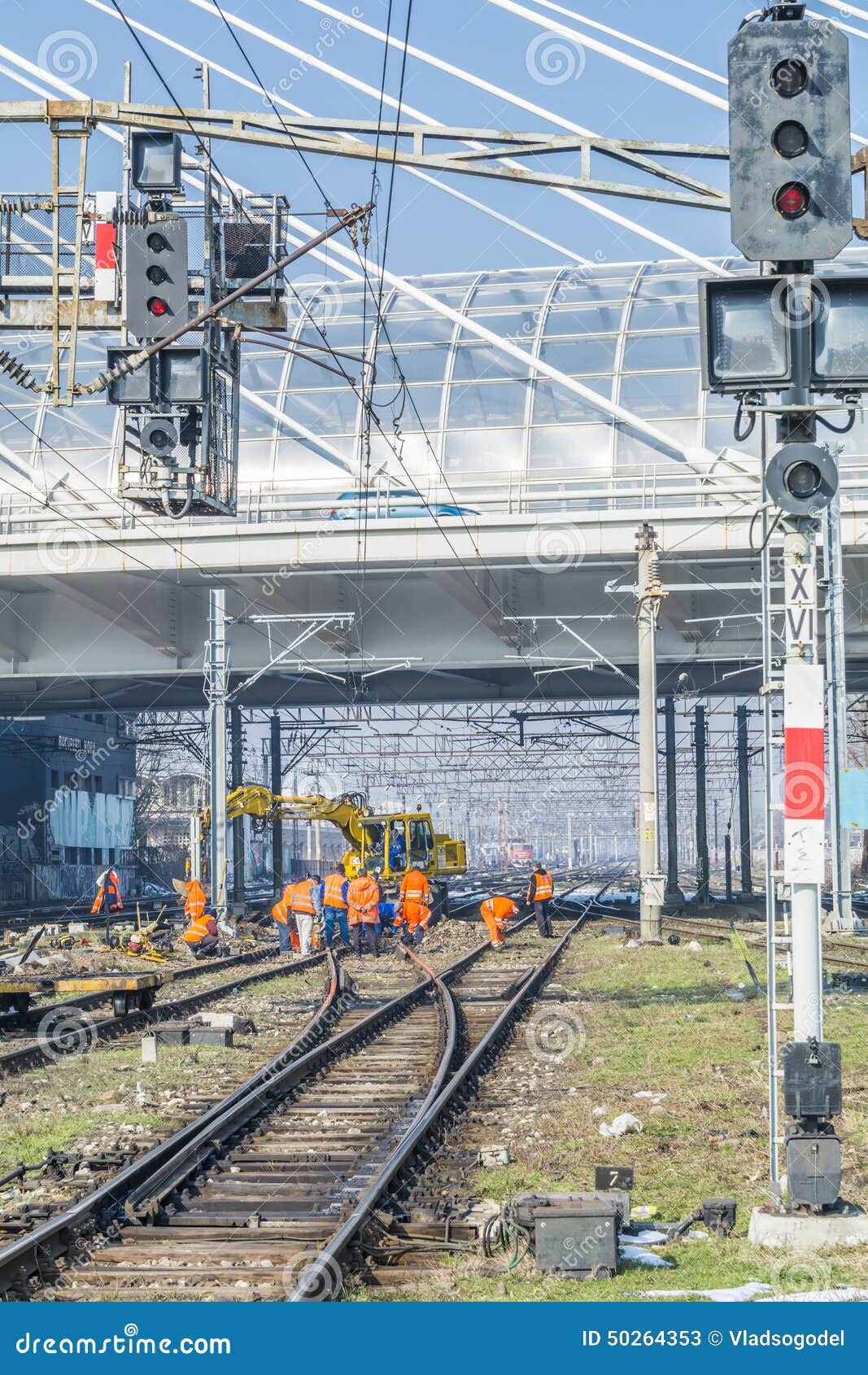 Working Team Doing Maintenance Service at Railway Stock Image - Image ...