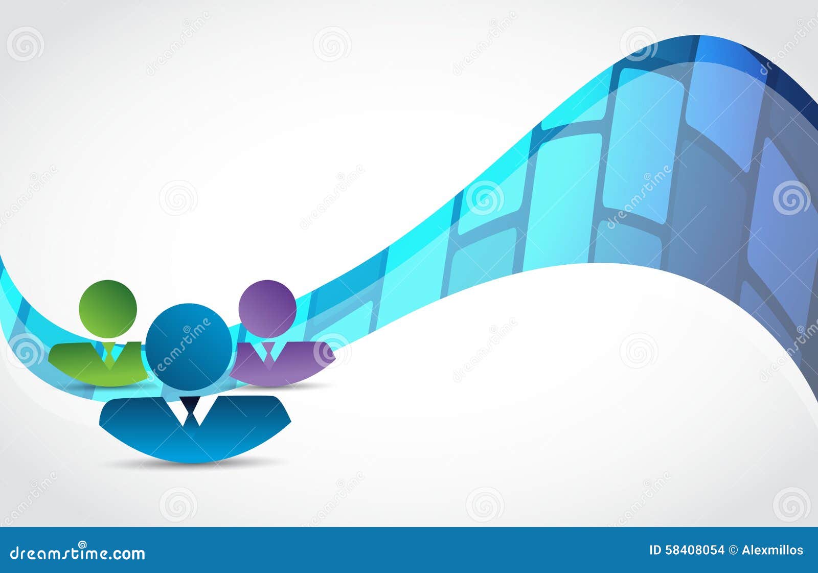 Working Team Over a Blue Modern Wave Stock Illustration - Illustration ...
