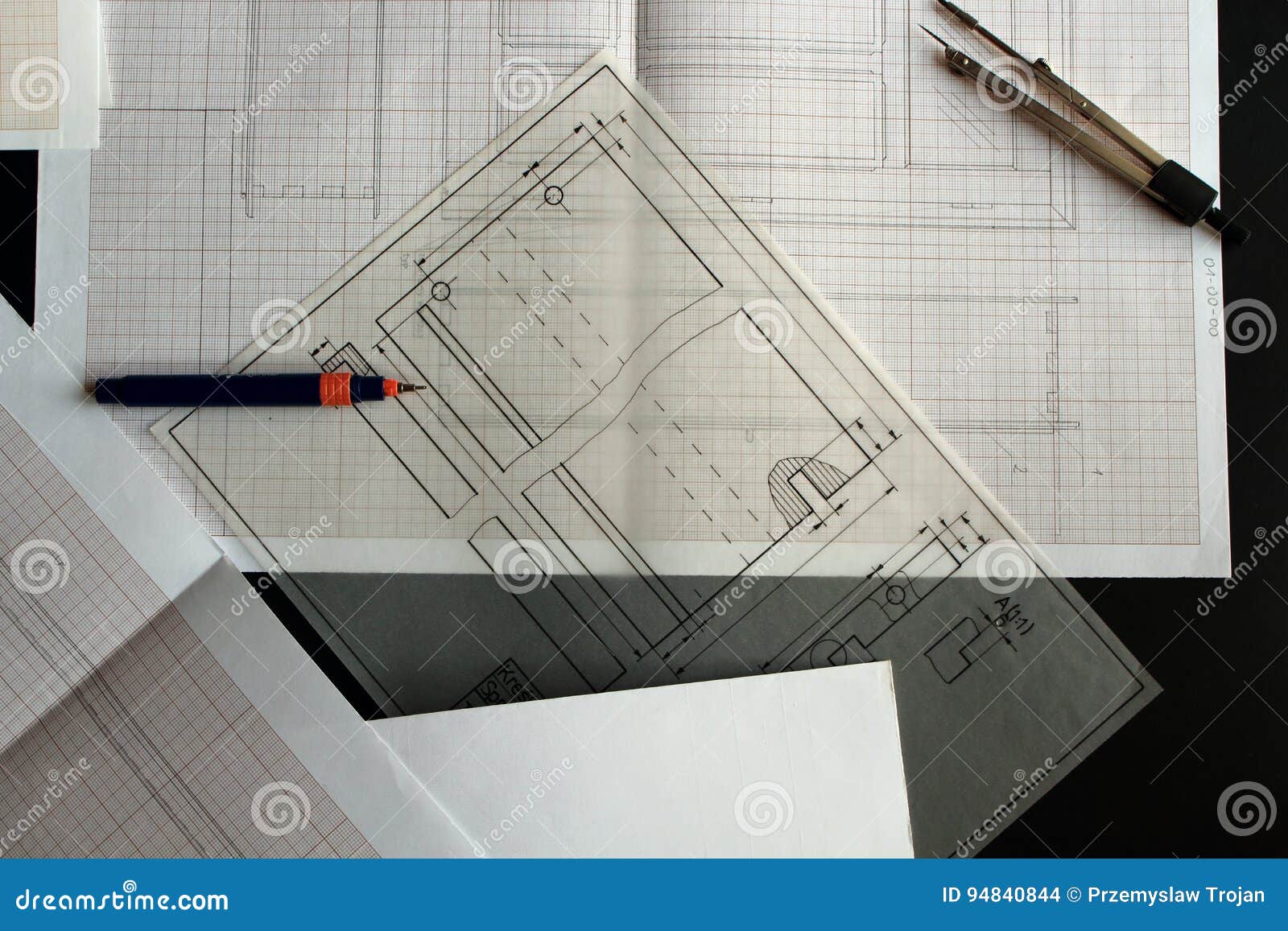 Working on a Technical Drawing. Stock Photo - Image of training, plan ...
