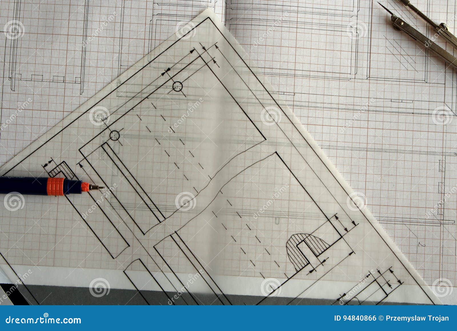 Working on a Technical Drawing. Stock Photo - Image of training ...