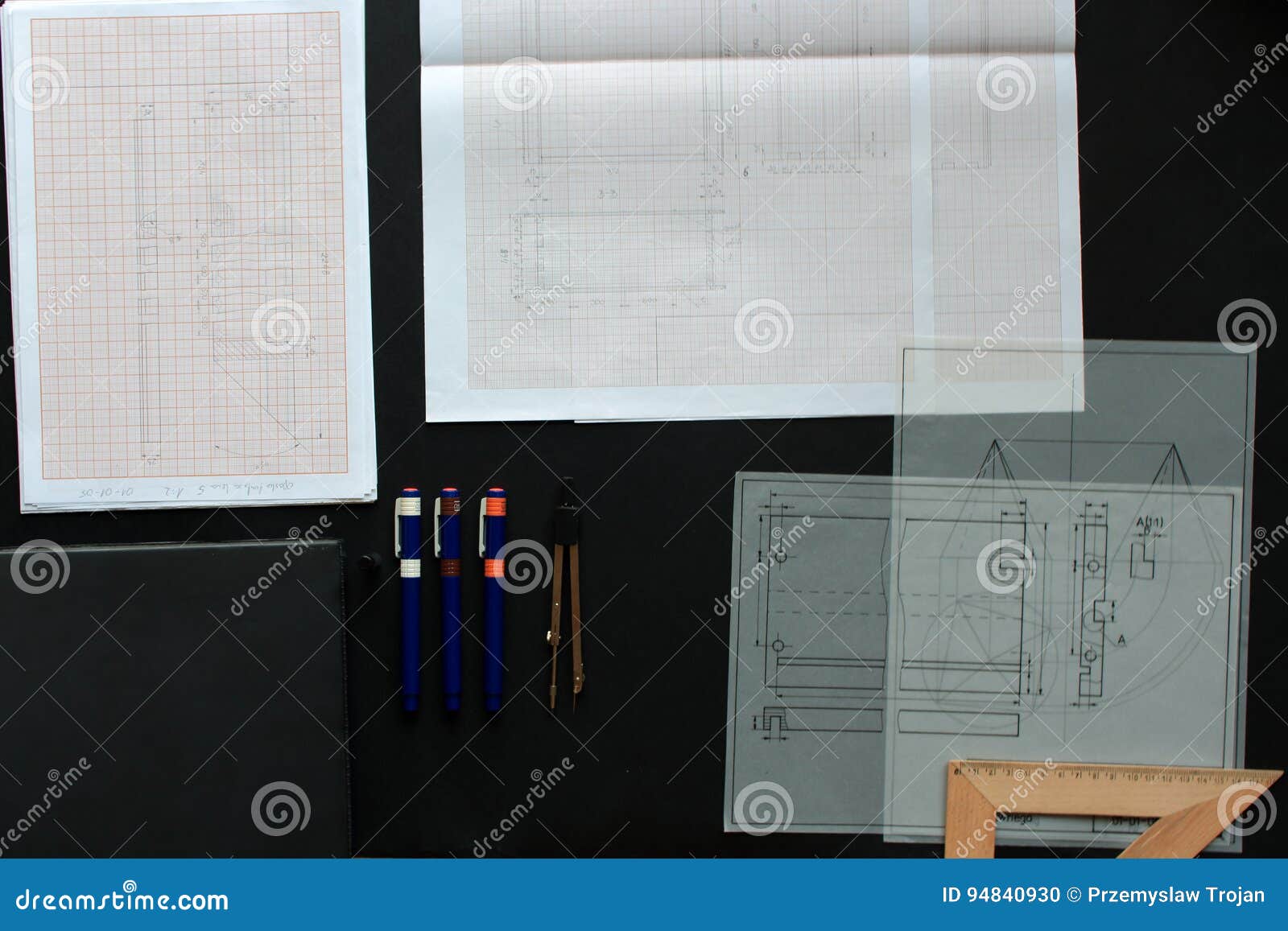 Working on a Technical Drawing. Stock Photo - Image of learning, plan ...