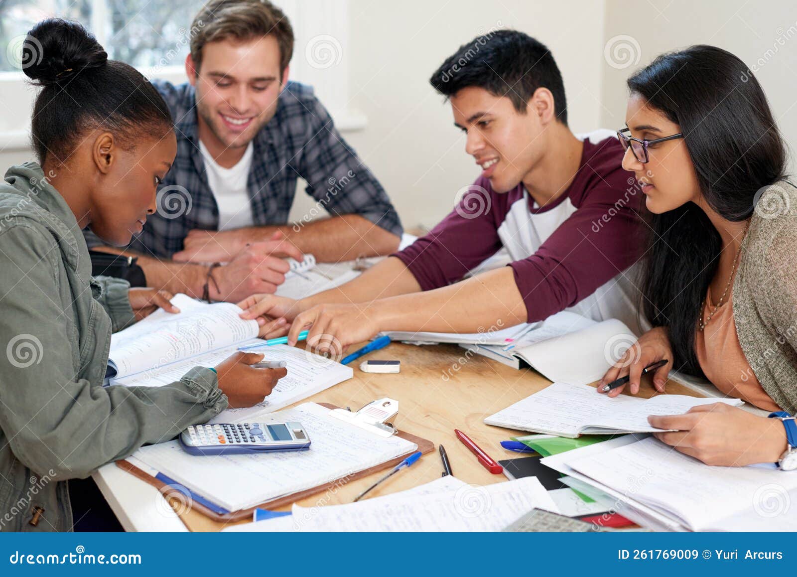 Working on Their Project. a Group of University Students in a Study ...