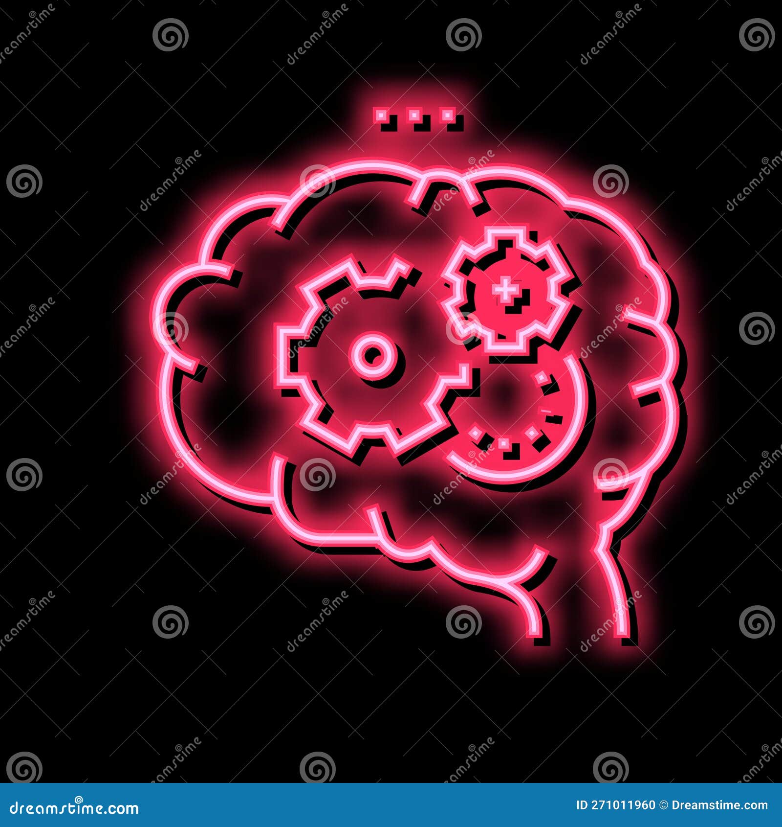 Working and Thinking Brain Neon Glow Icon Illustration Stock ...