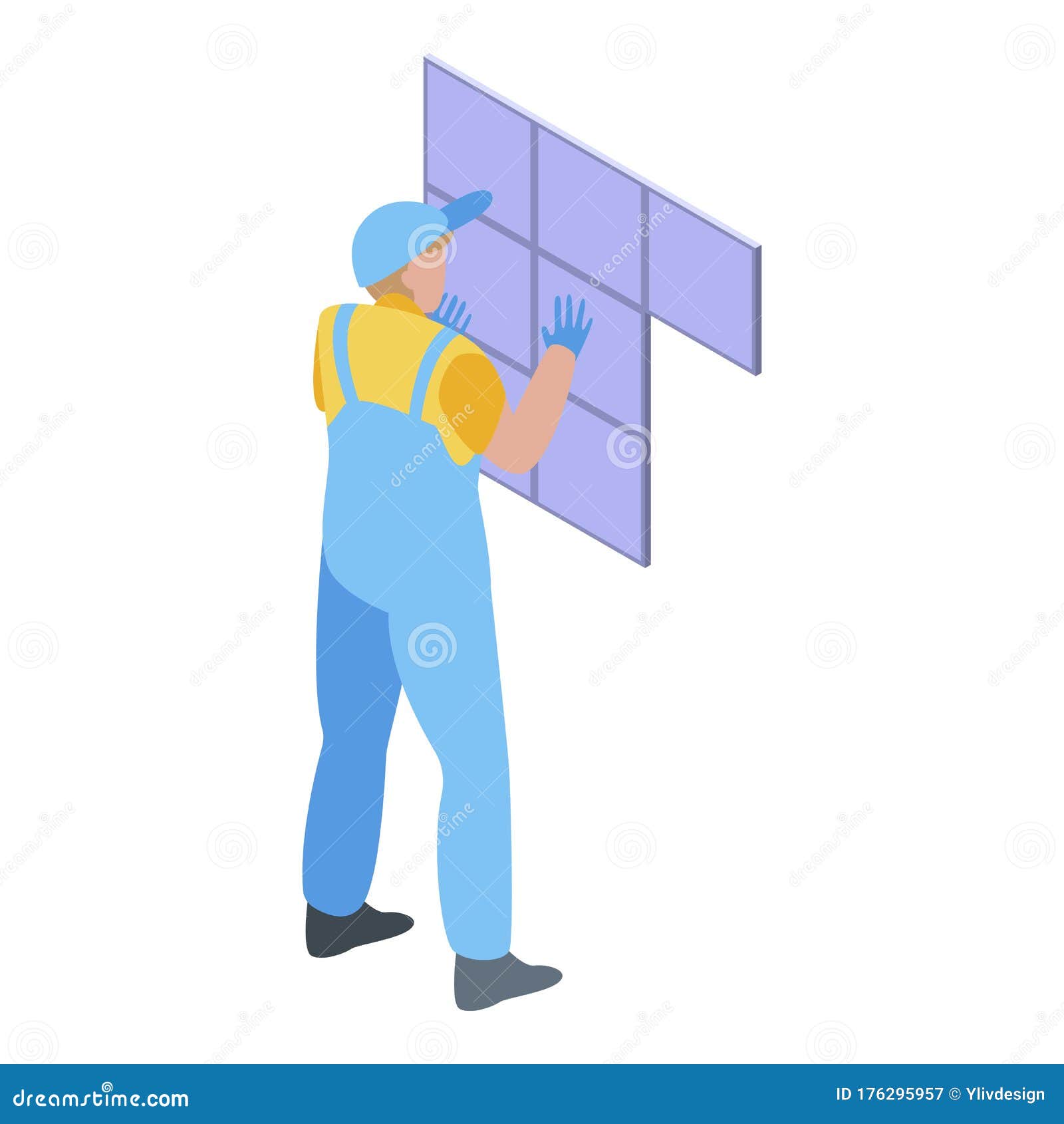 Working Tiler Icon, Isometric Style Stock Vector - Illustration of hand ...