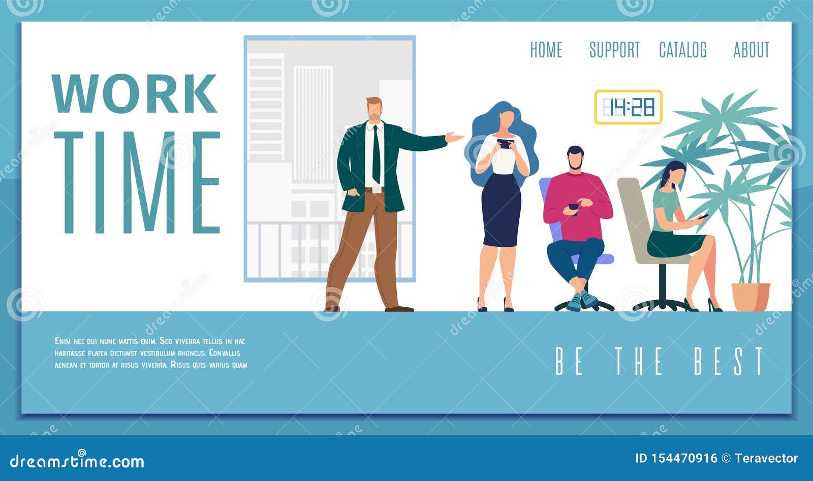 Working Time Efficiency Flat Vector Web Banner Stock Vector ...