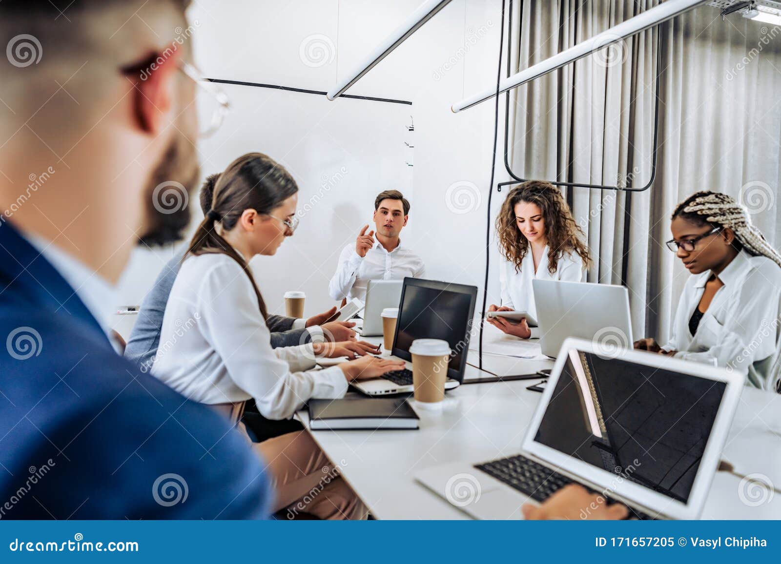 Working Time. Group of Young Business Progressive People Working ...