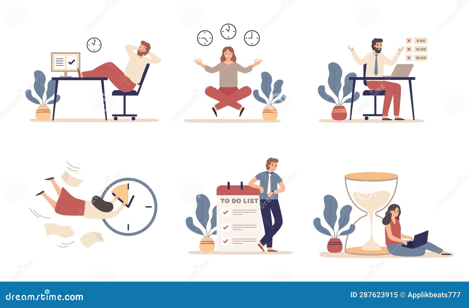 Working Time Planning. Work Schedule, Organize Works Productivity and ...