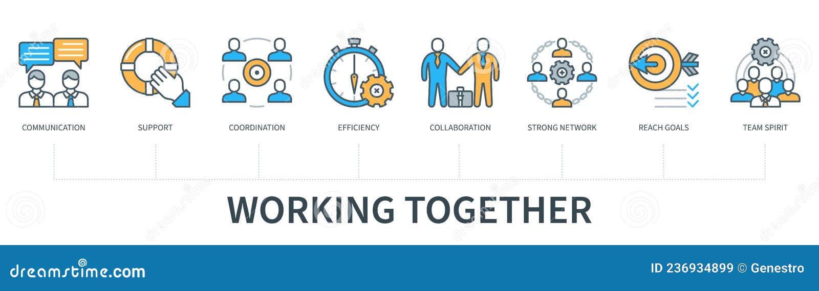 Working Together Concept Web Vector Infographics Stock Illustration ...