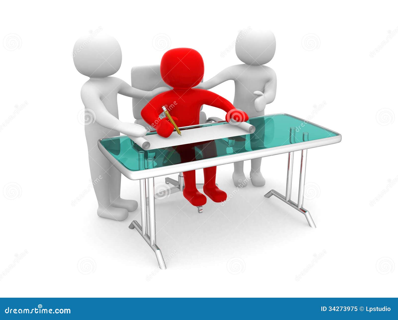 Working Together. 3D Man Working Stock Illustration - Illustration of ...