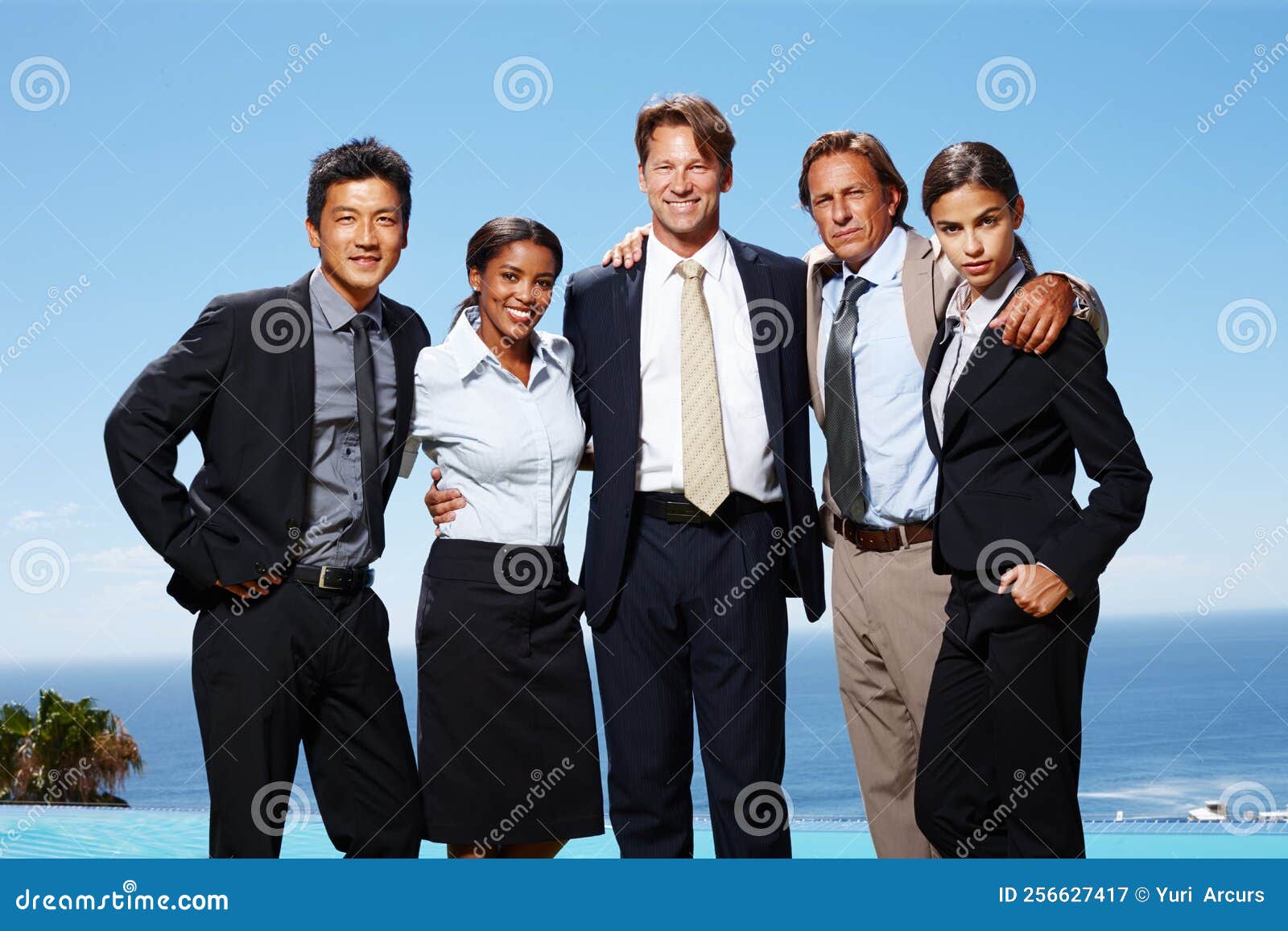 Working Together in Paradise. Business People Standing Together in ...