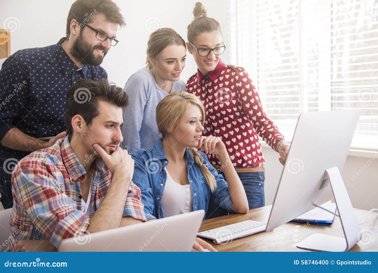 Working together stock photo. Image of hardworking, computer - 58746400