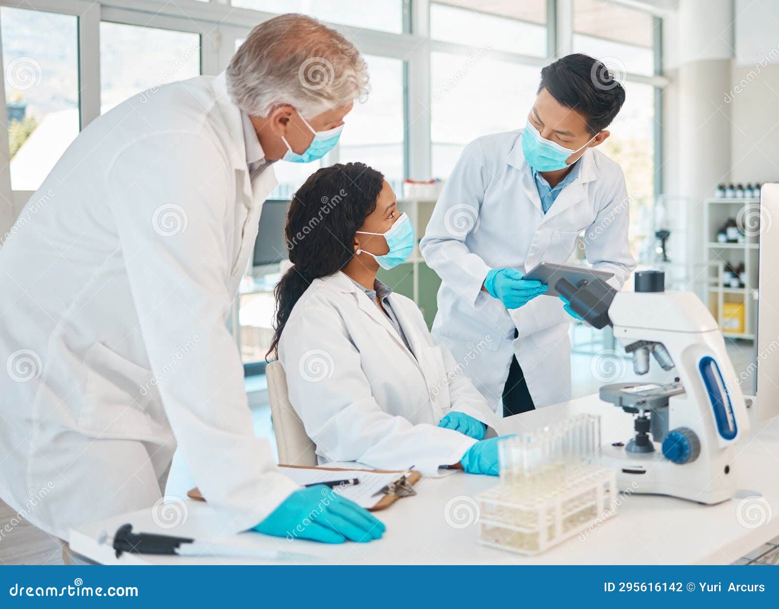 Working Together To Prove a New Theory. a Group of Scientists Working ...