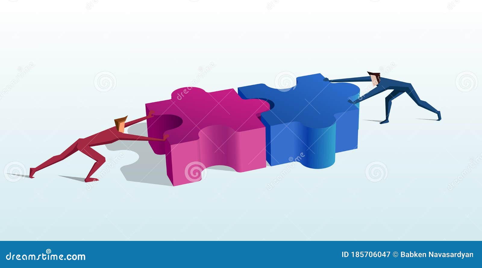 Working Together: Two People Connecting Puzzle Elements Stock Vector ...