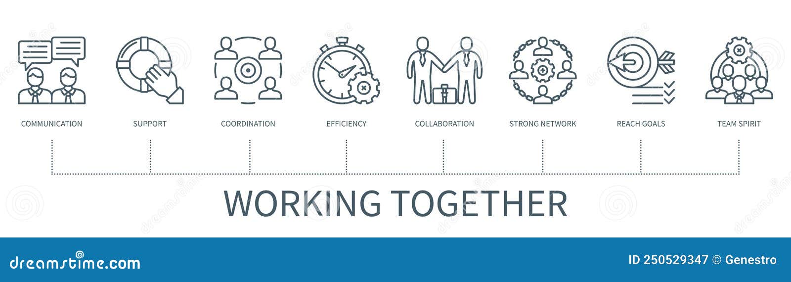 Working Together Vector Infographic in Minimal Outline Style Stock ...