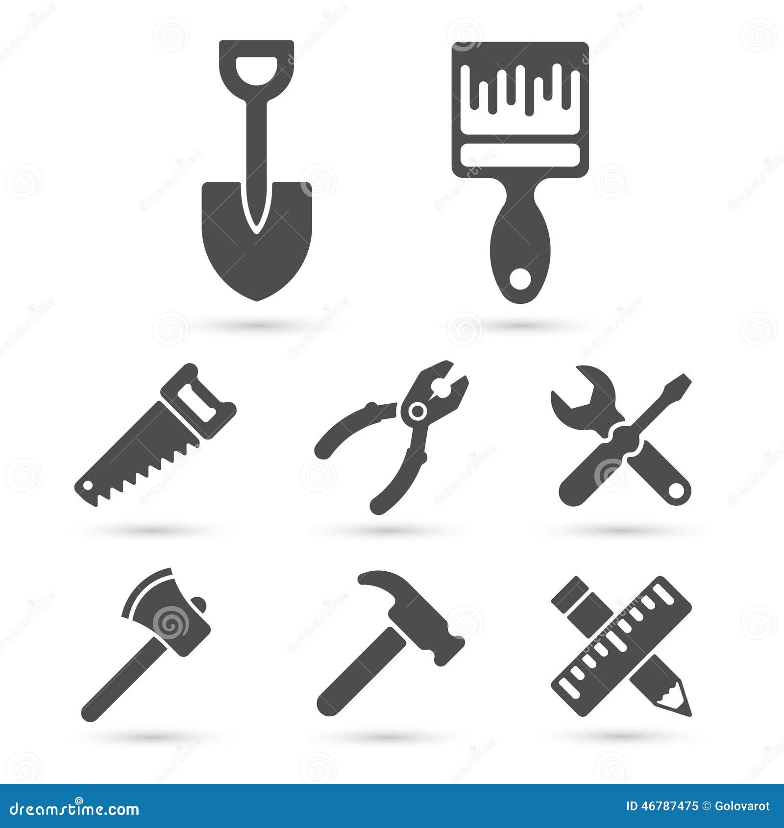 Working Tool Icons on White. Vector Elements Stock Vector ...