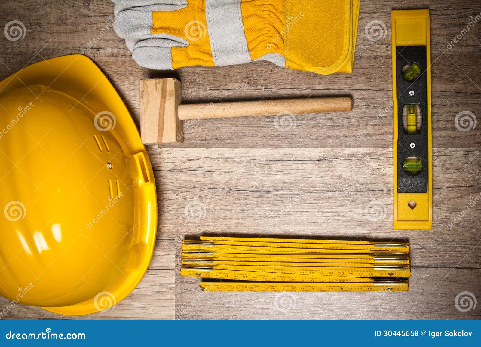 Working tools on a board stock photo. Image of drill - 30445658