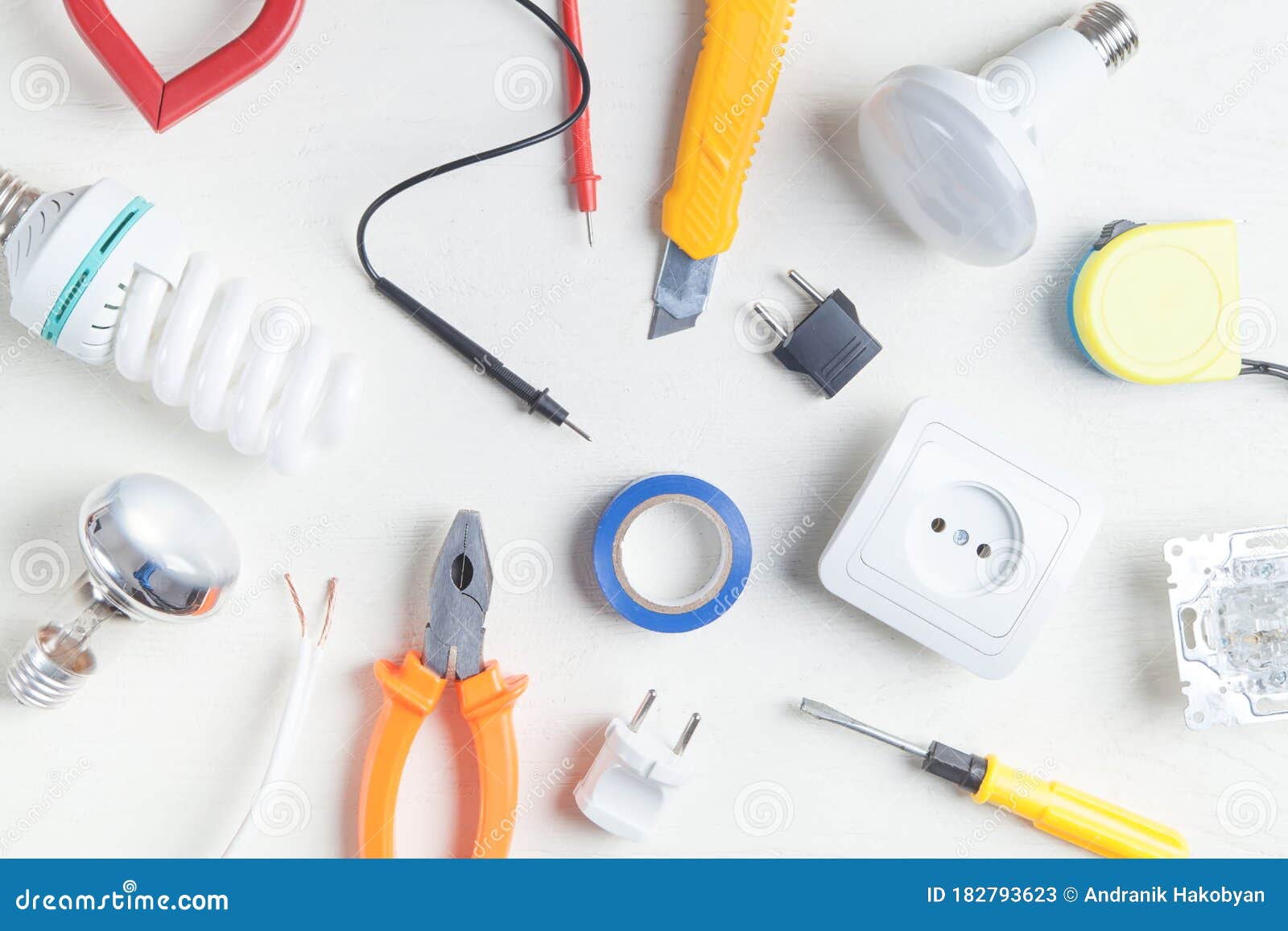 Working Tools and Components. Electrical Objects Stock Image - Image of ...