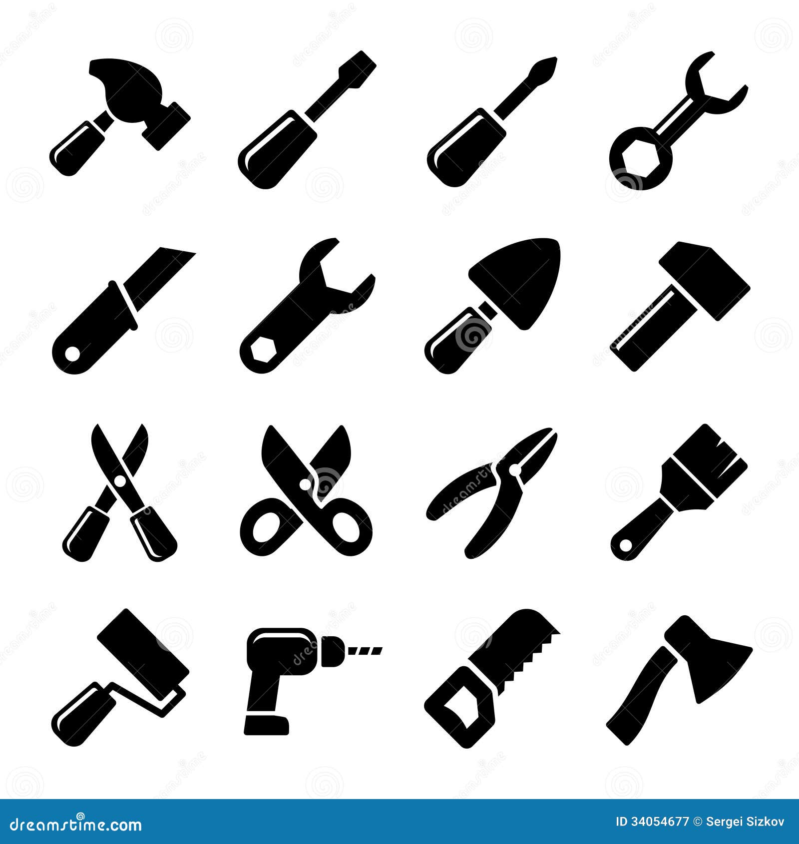 Working tools icon set stock vector. Illustration of screwdriver - 34054677