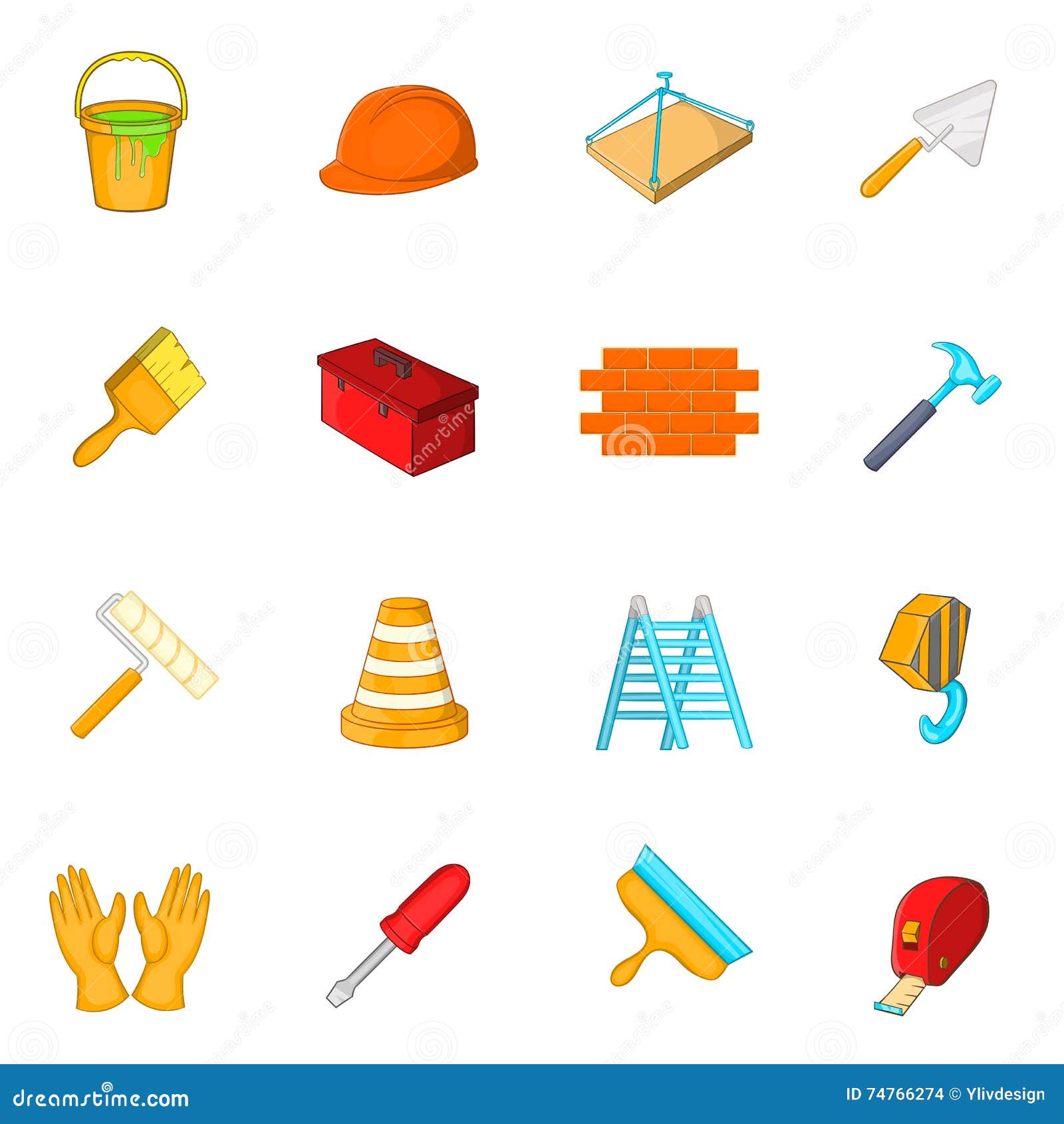 Working Tools Icons Set, Cartoon Style Stock Vector - Illustration of ...