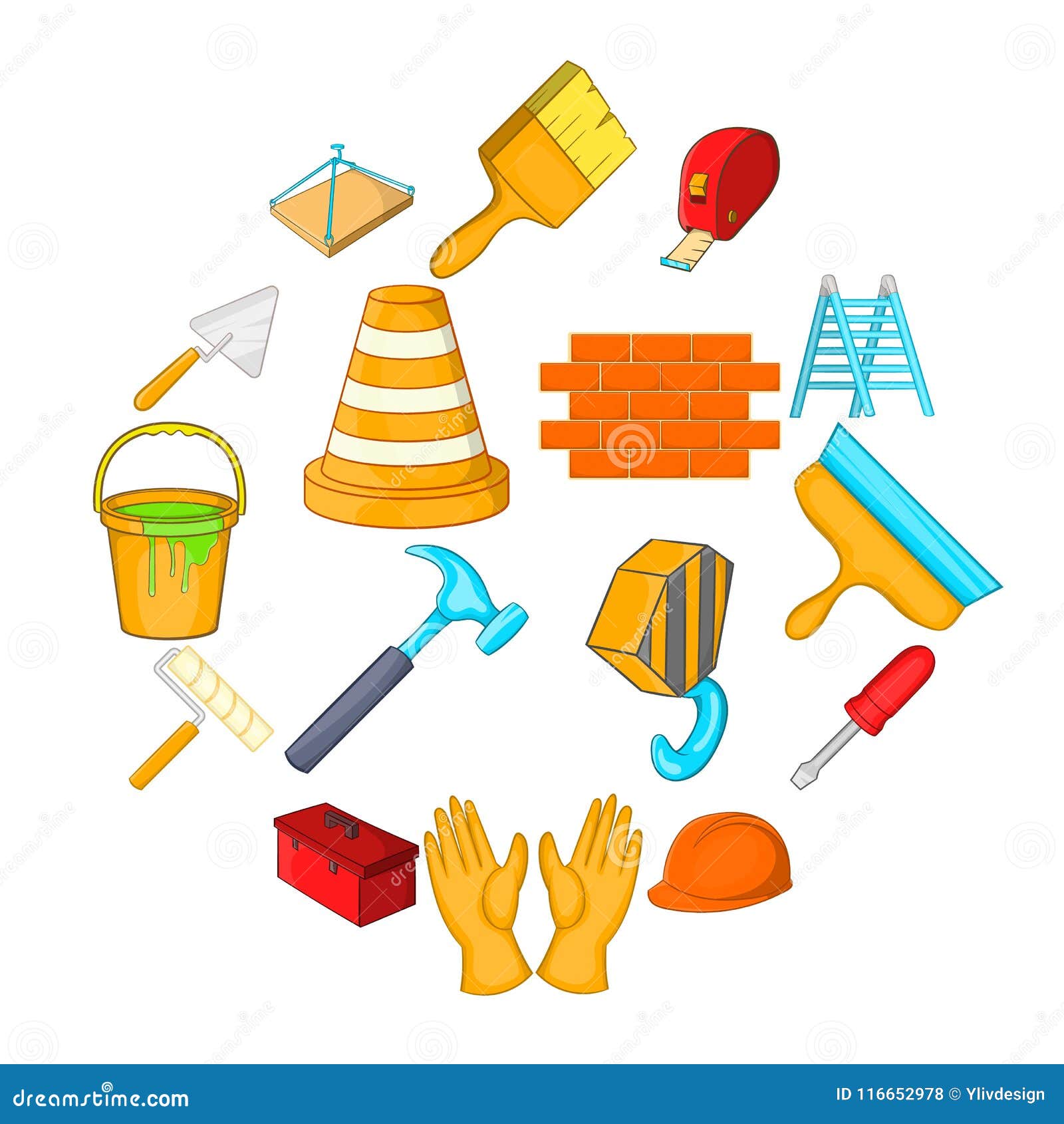 Working Tools Icons Set, Cartoon Style Stock Vector - Illustration of ...
