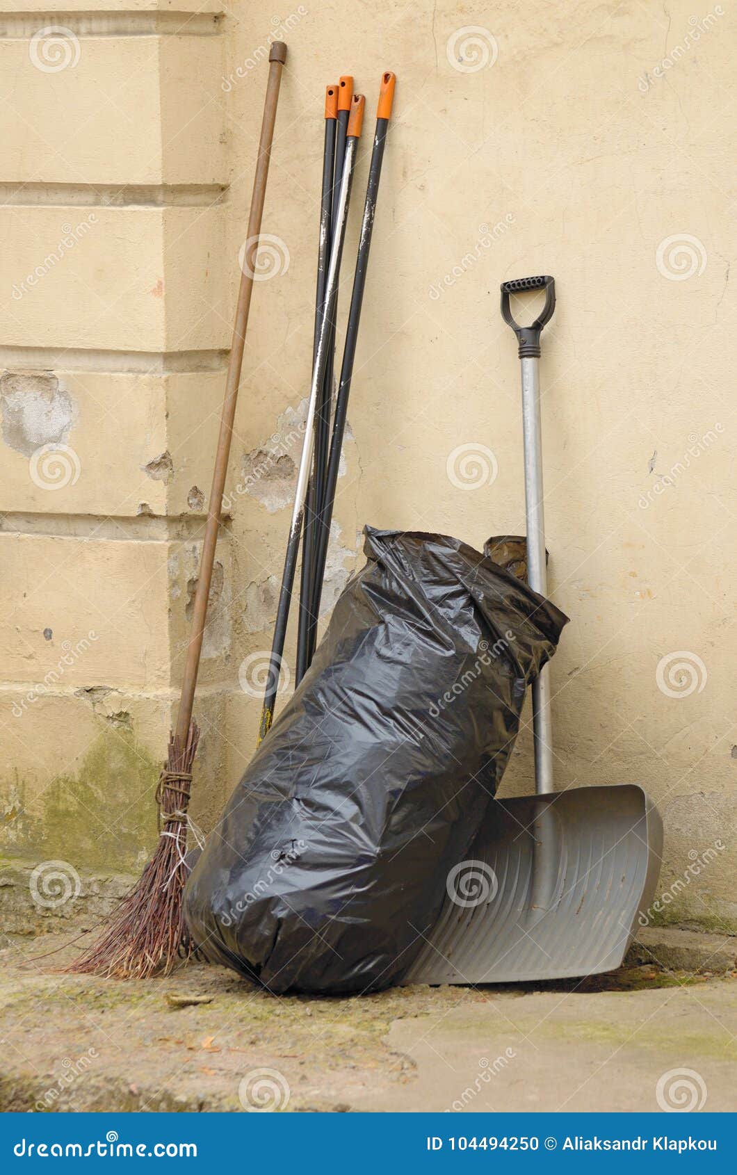 The Working Tools of a Janitor. Stock Photo - Image of sweeping ...