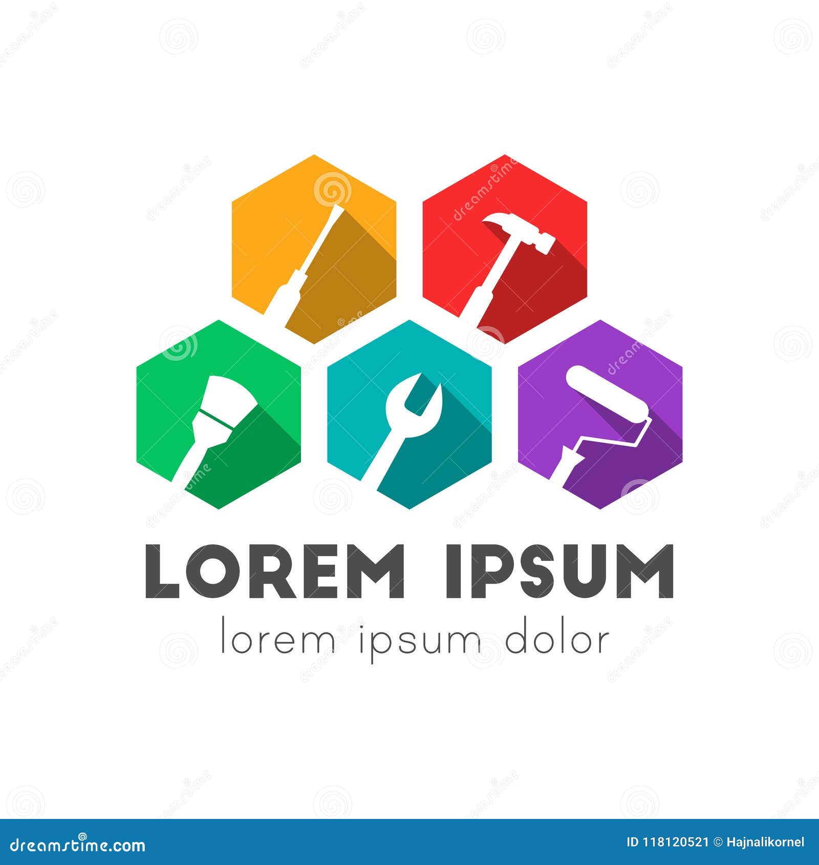 Working Tools Logo Concept in Flat Design Stock Vector - Illustration ...