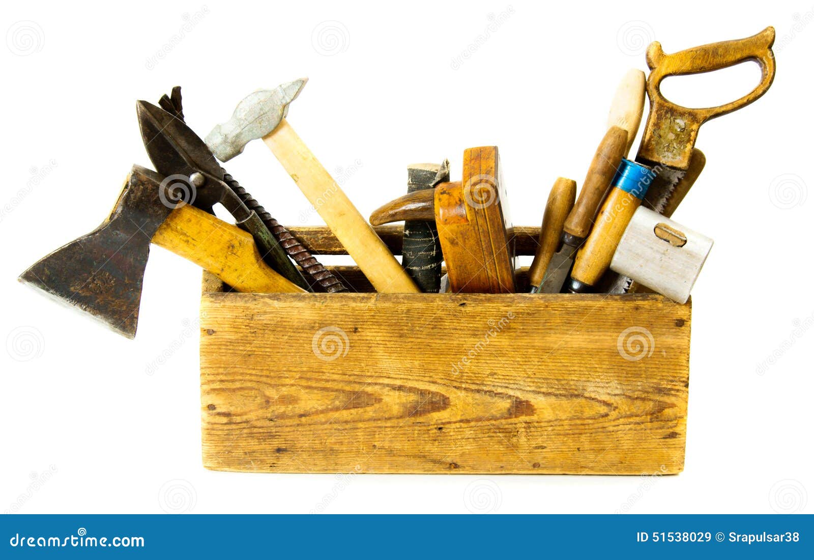 Working Tools (saw, Axe, Chisel and Others) in an Stock Image - Image ...