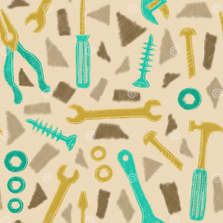 Seamless Pattern Working Tools, Illustration Instruments Stock ...