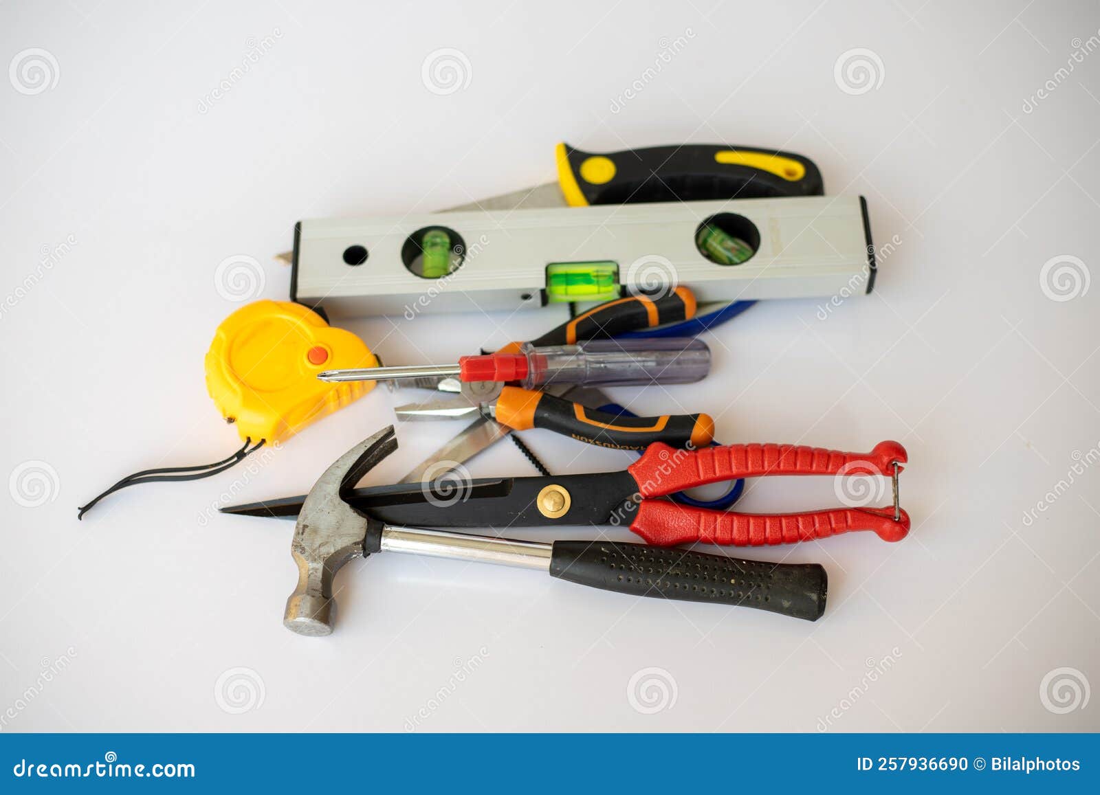 Working Tools Set on White Isolated Background Stock Photo - Image of ...