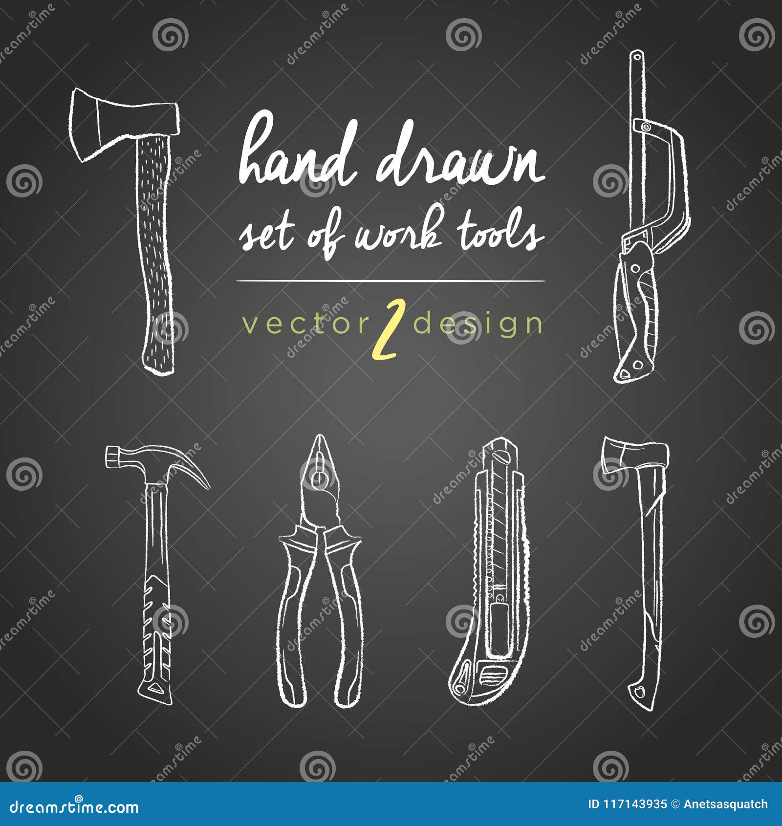 DIY Tools. Set of Hand-drawn Vector Work Tools. Tools Vector Repair ...