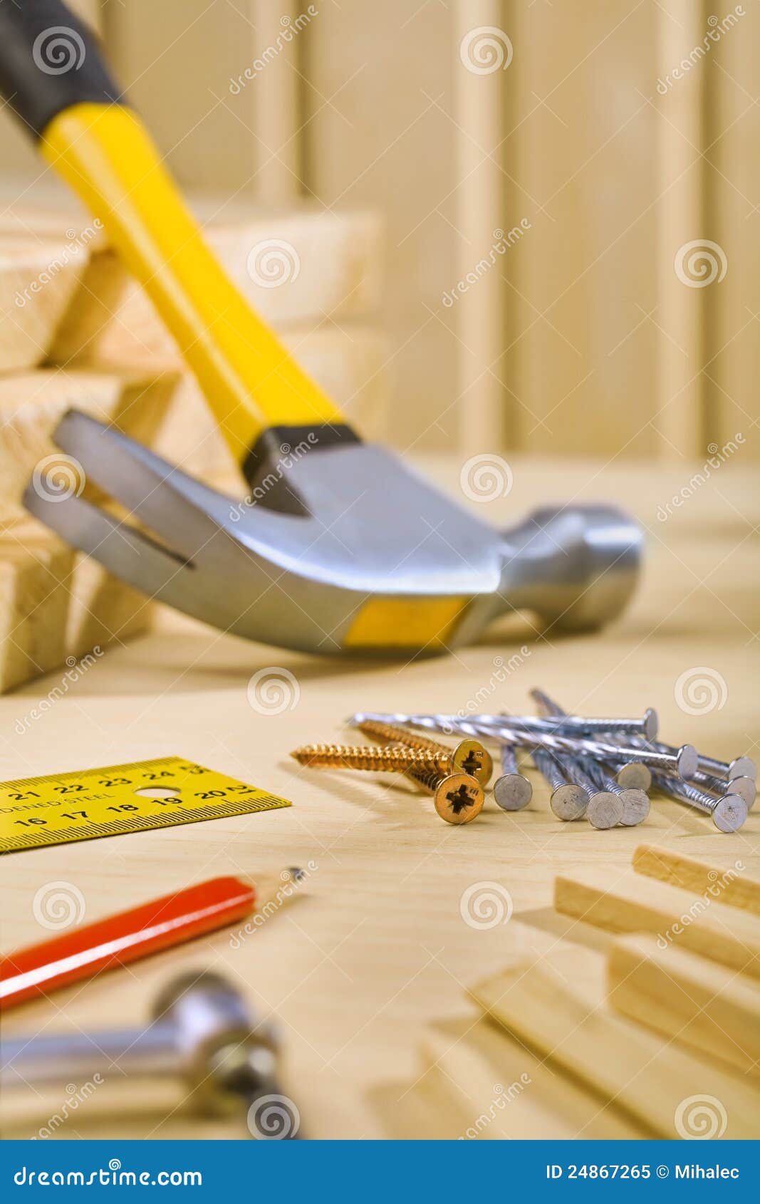 Working tools on table stock image. Image of measurement - 24867265