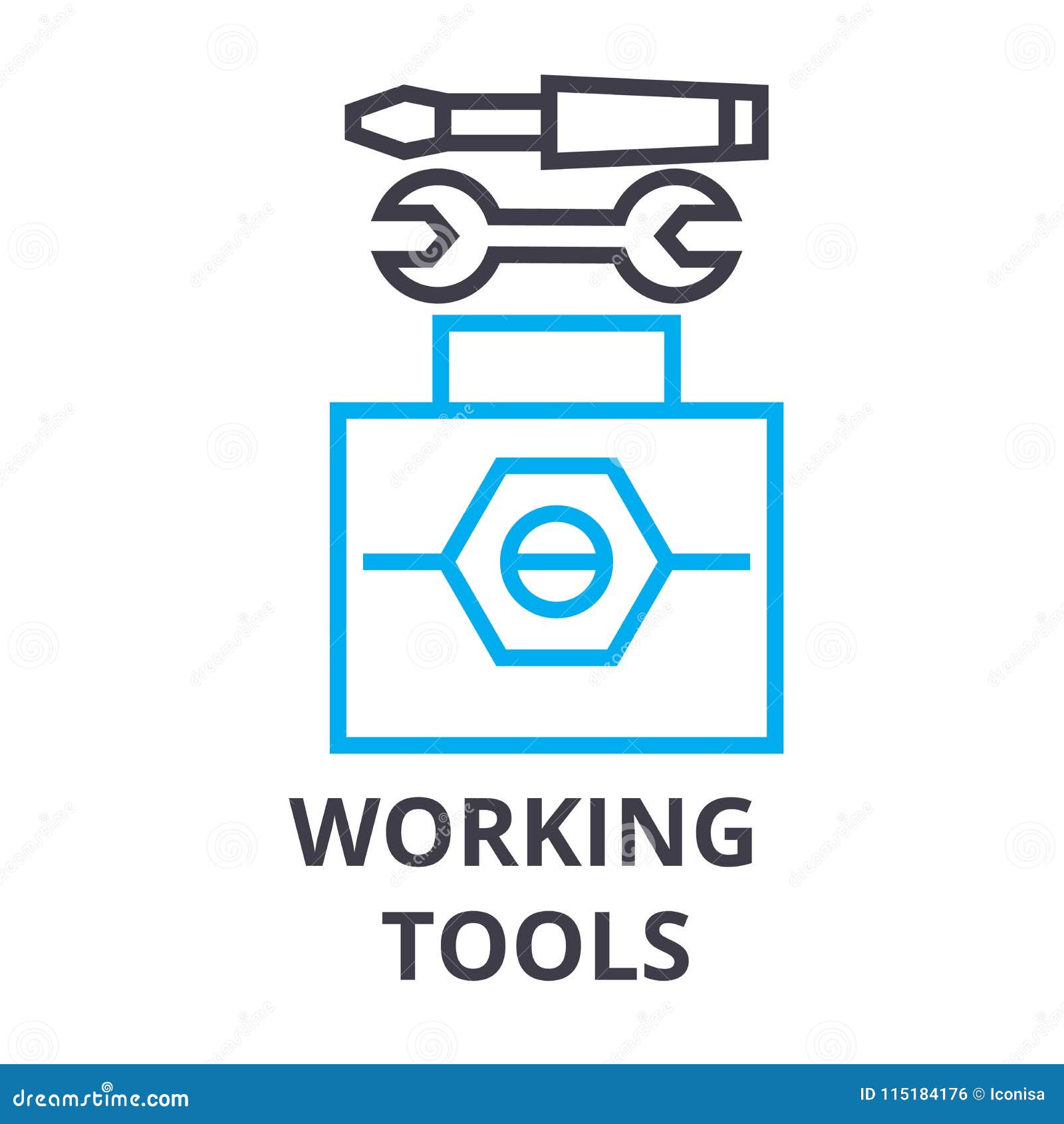 Working Tools Thin Line Icon, Sign, Symbol, Illustation, Linear Concept ...
