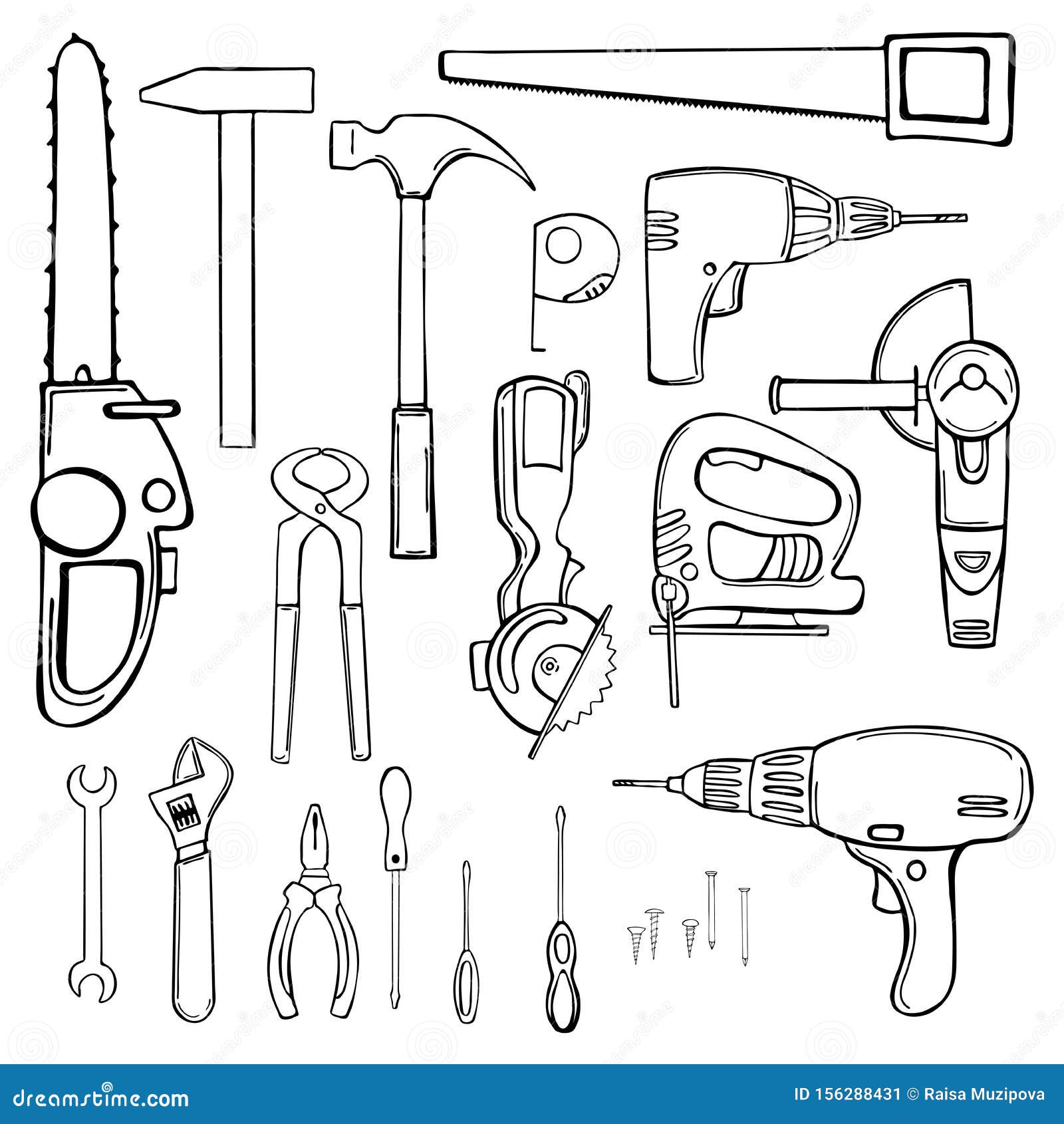 Working Tools. Vector Illustration Stock Vector - Illustration of ...