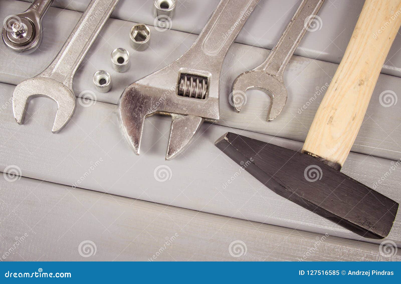 Top View of Working Tools on Wooden Background. Construction Concept ...