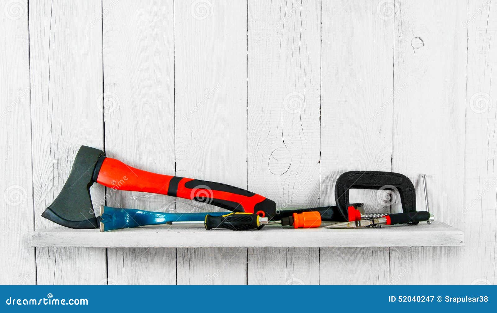 Working Tools on Wooden Shelf Stock Image - Image of background, build ...