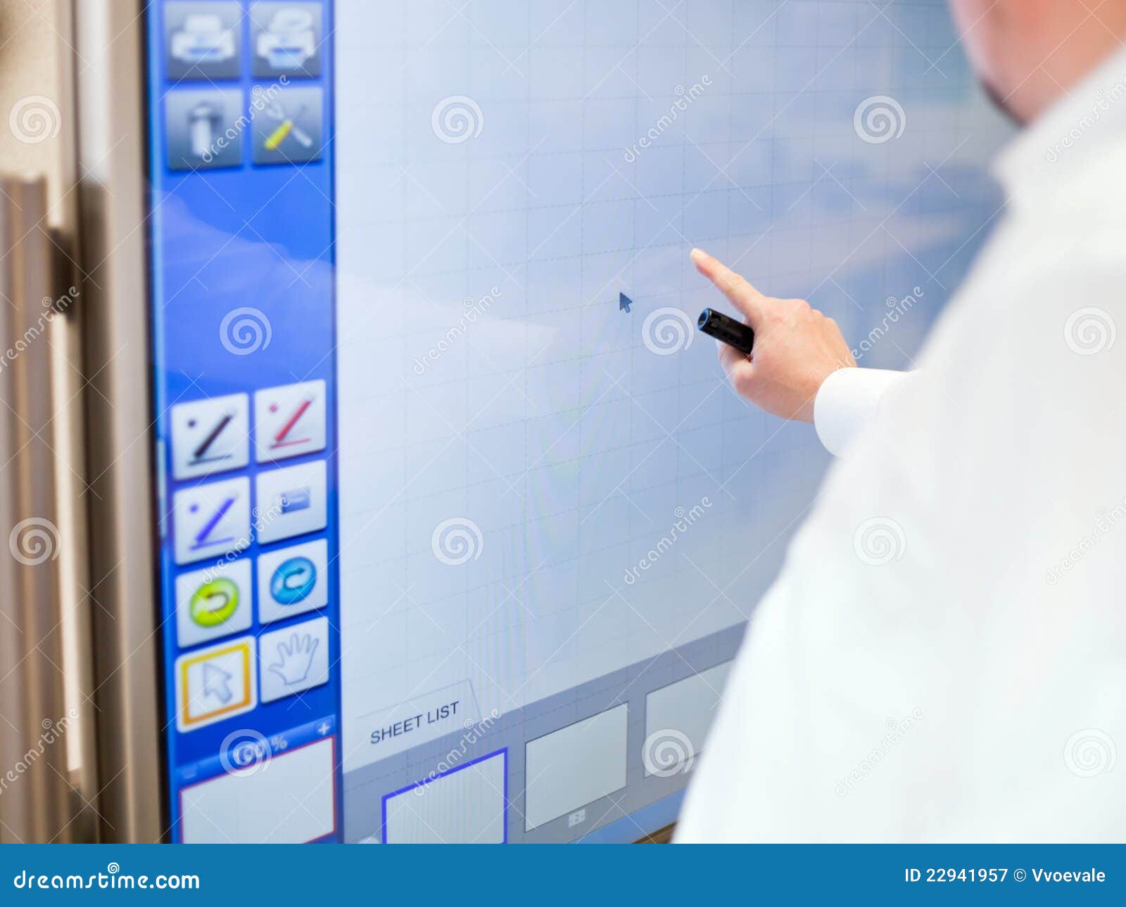 Working with Touch-sensitive Board Stock Image - Image of office, point ...