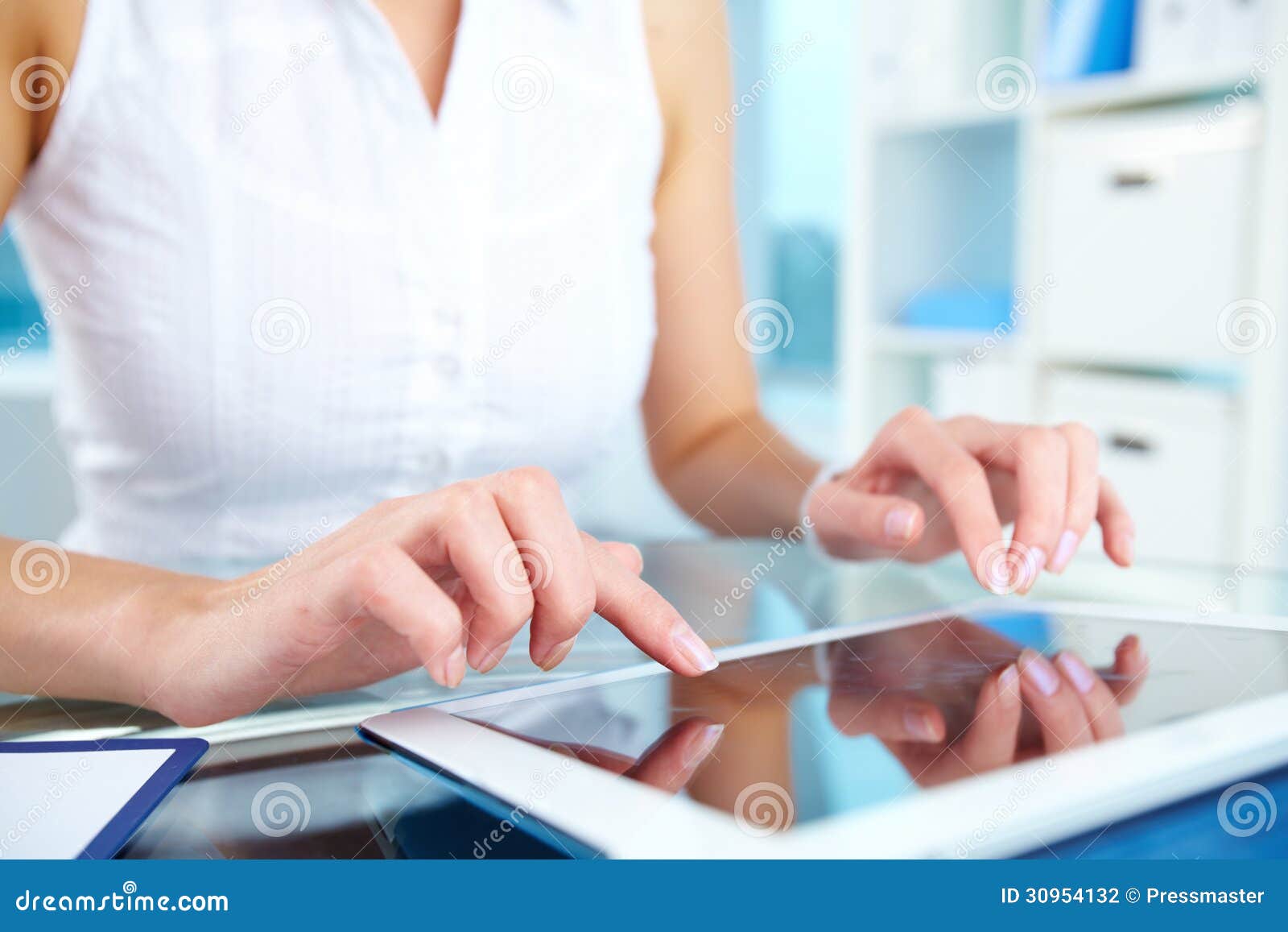 Working with touchpad stock photo. Image of notepad, modern - 30954132